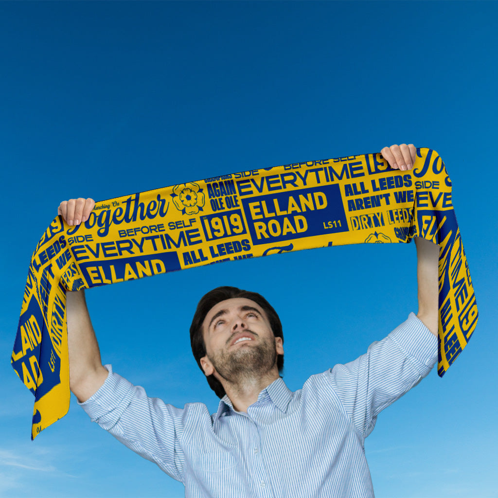 Leeds Word Montage - Knitted eyelet football scarf – https ...