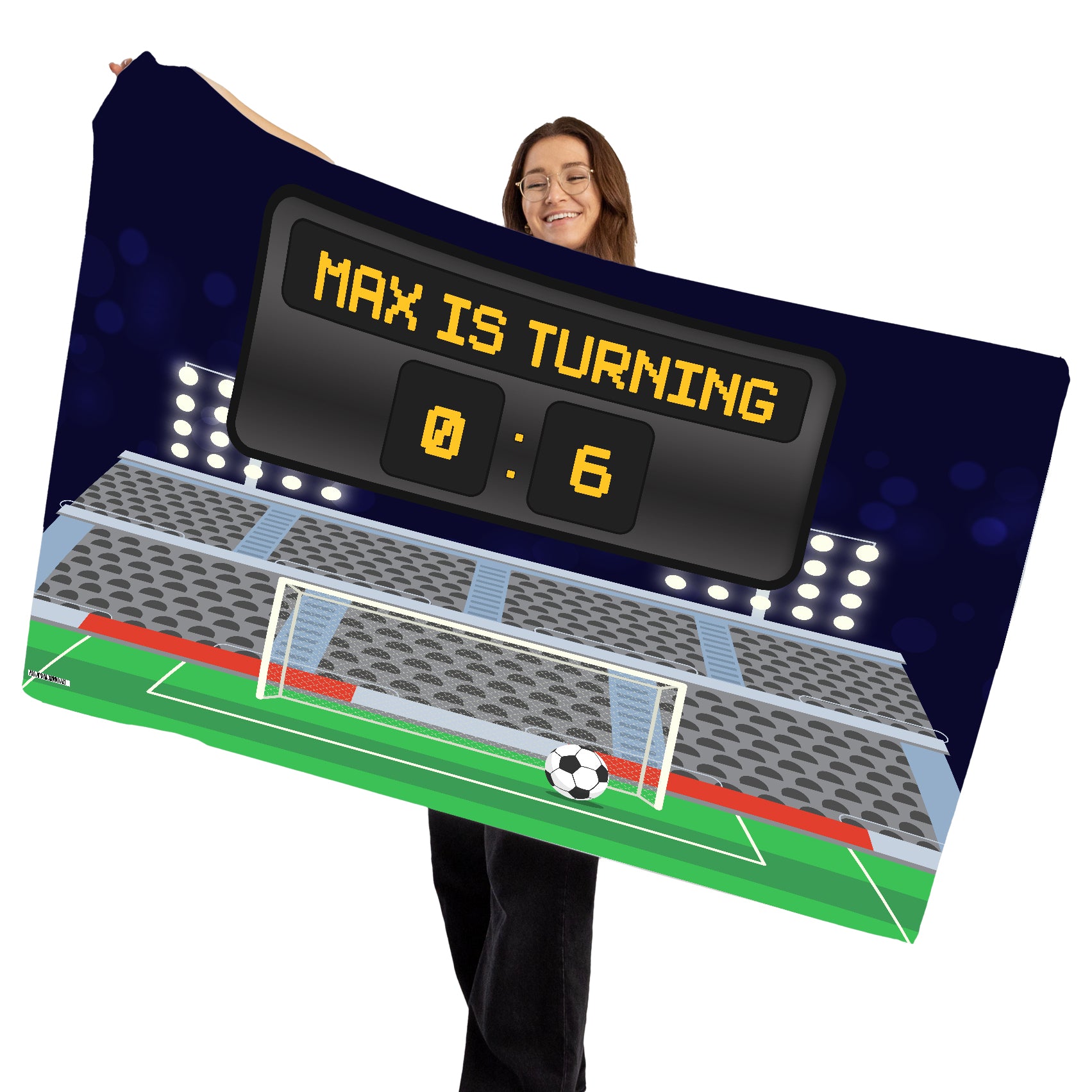 Football Pitch Scoreboard - Personalised 5ft x 3ft Fabric Banner ...
