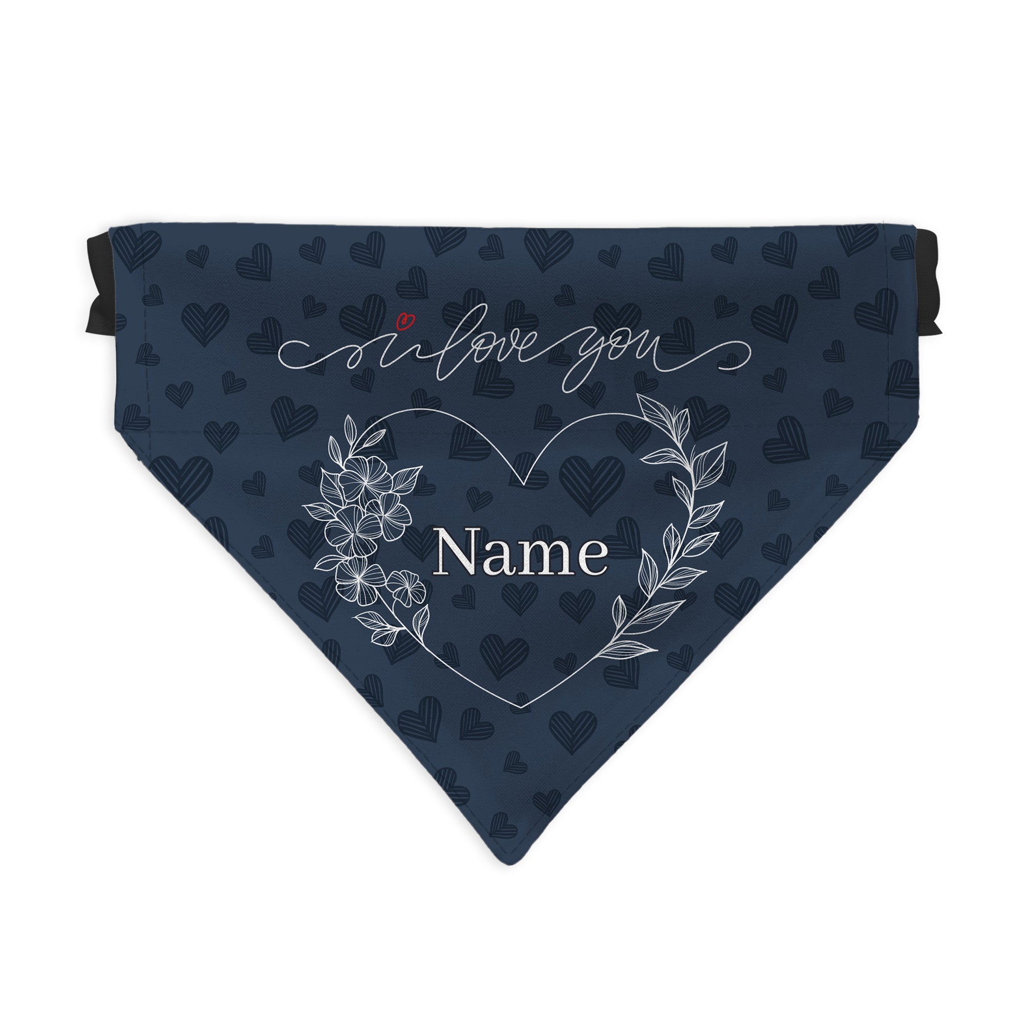 Floral Heart - I Love You - Custom Personalised Dog Bandana - 4 Sizes ...