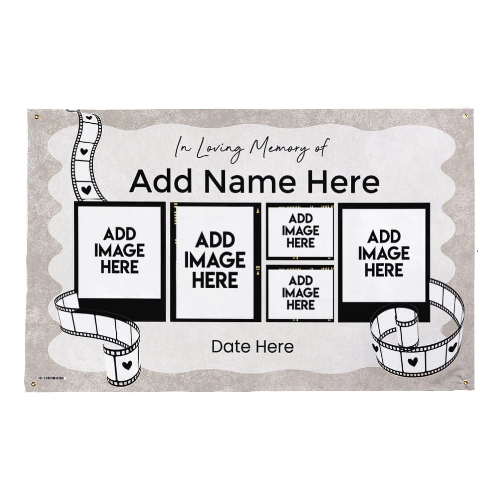 In Loving Memory - Film - Personalised Photo 5ft x 3ft Fabric Banner ...