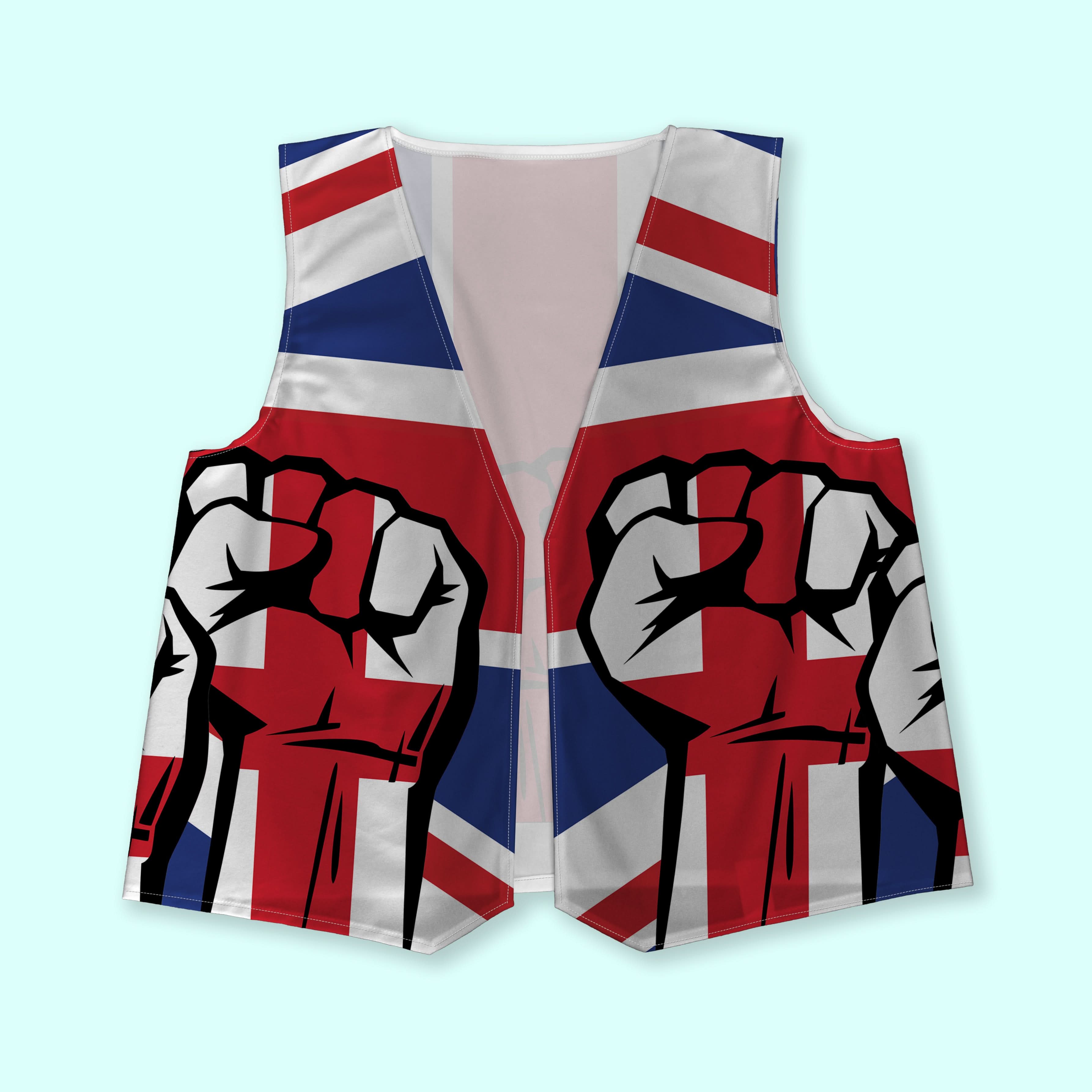 Union Jack Fists Raised - Novelty Costume Fancy Dress Waistcoat ( 4 si ...