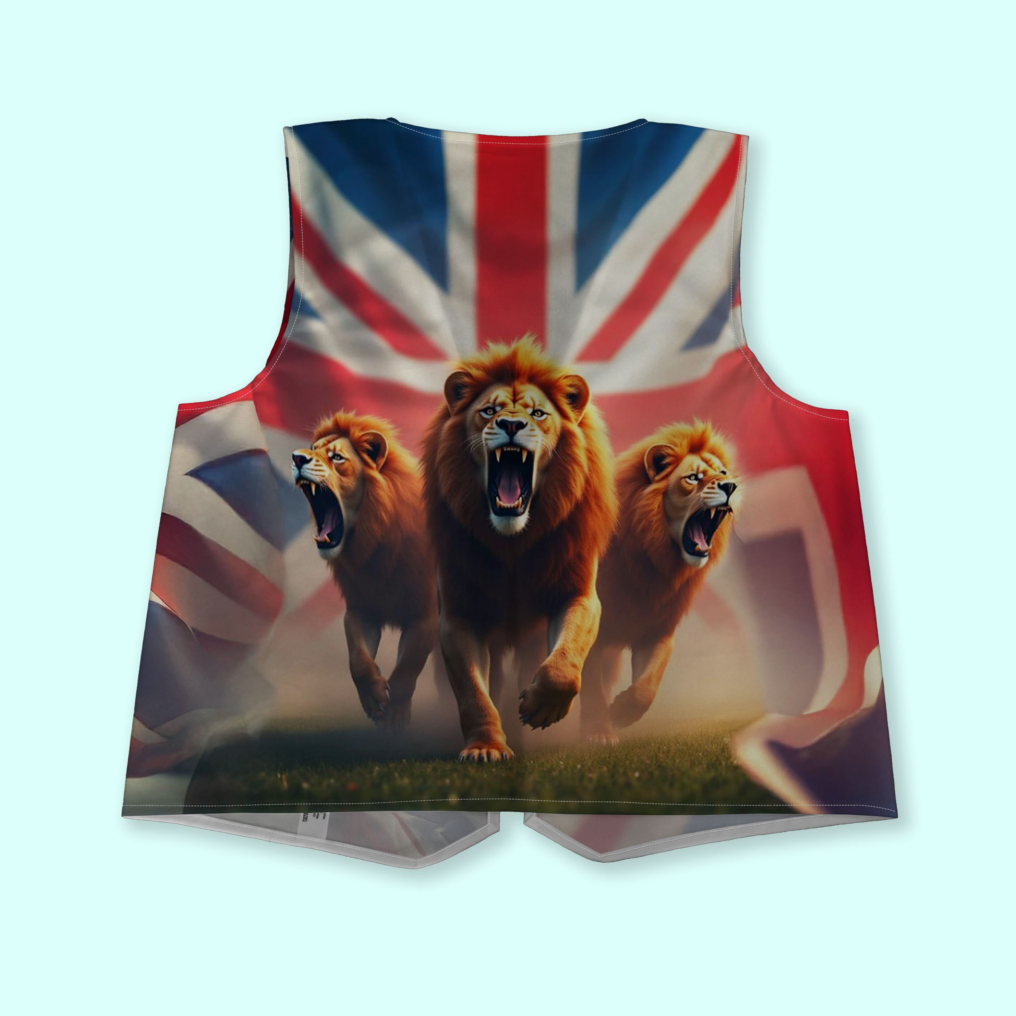 Union Jack 3 Lions - Novelty Costume Fancy Dress Waistcoat ( 4 sizes a ...