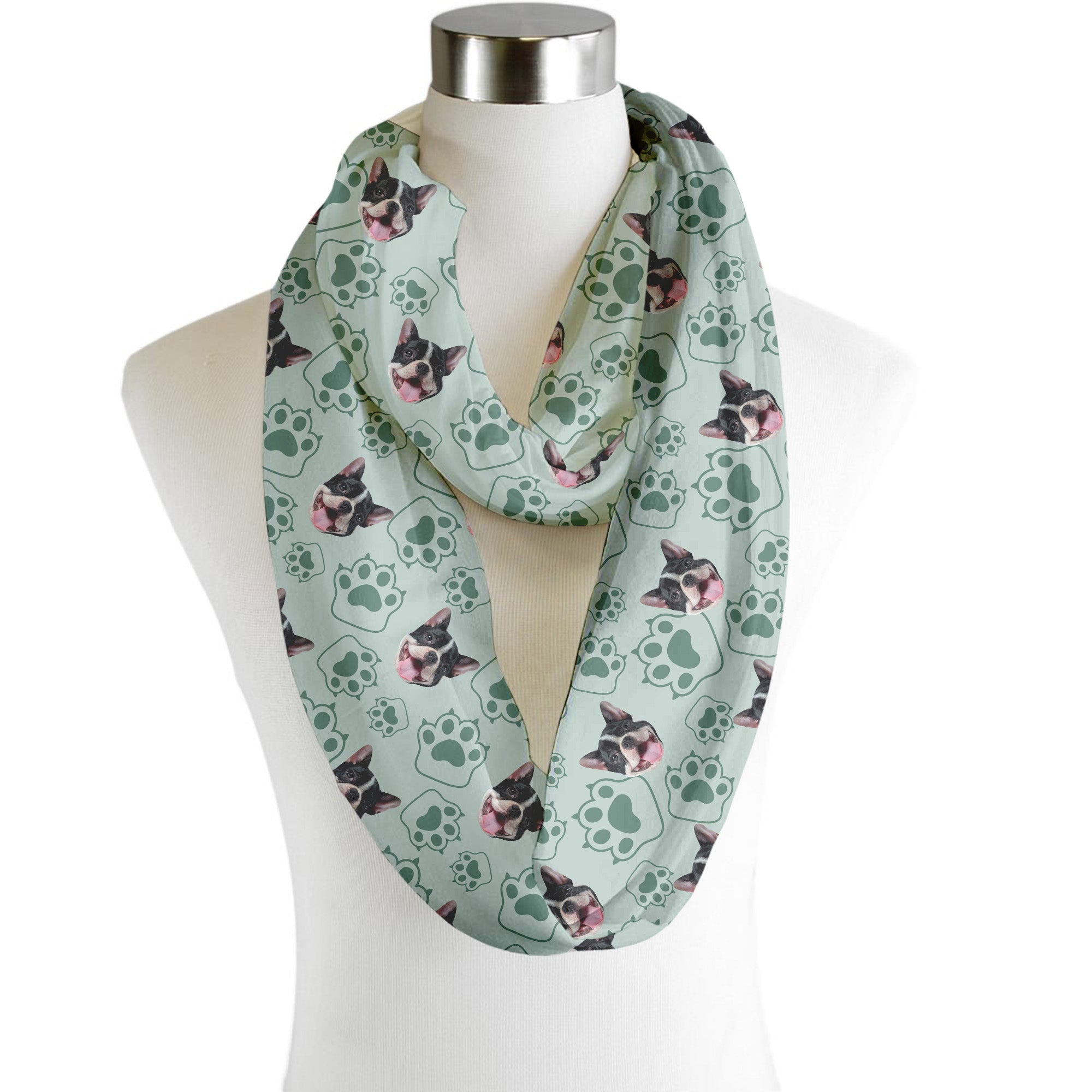Pet Pattern - Minty Paws Print - Scarf - Infinity - Chiffon – https ...