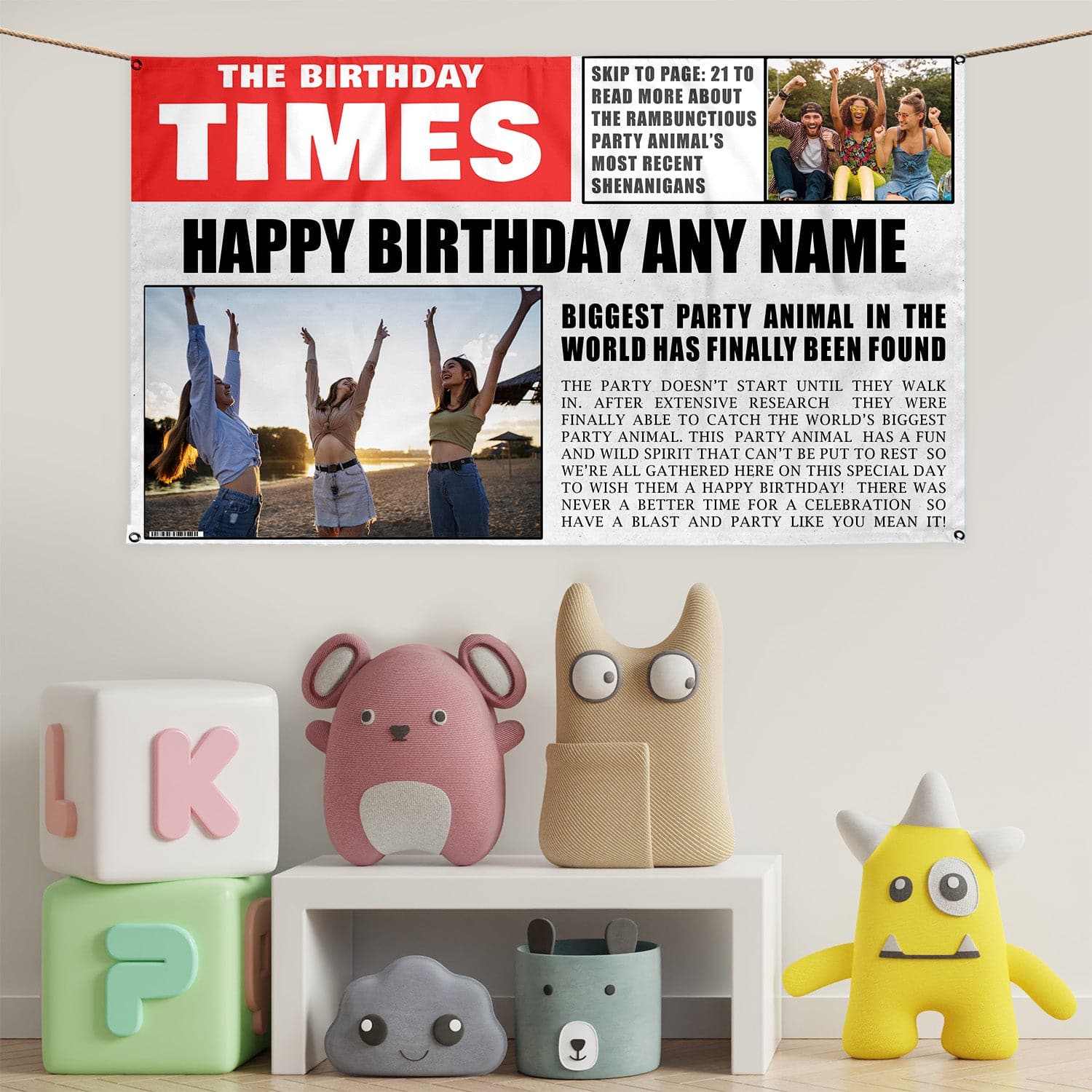 Fake News Birthday Banner - With Text - Personalised 5ft x 3ft Fabric ...