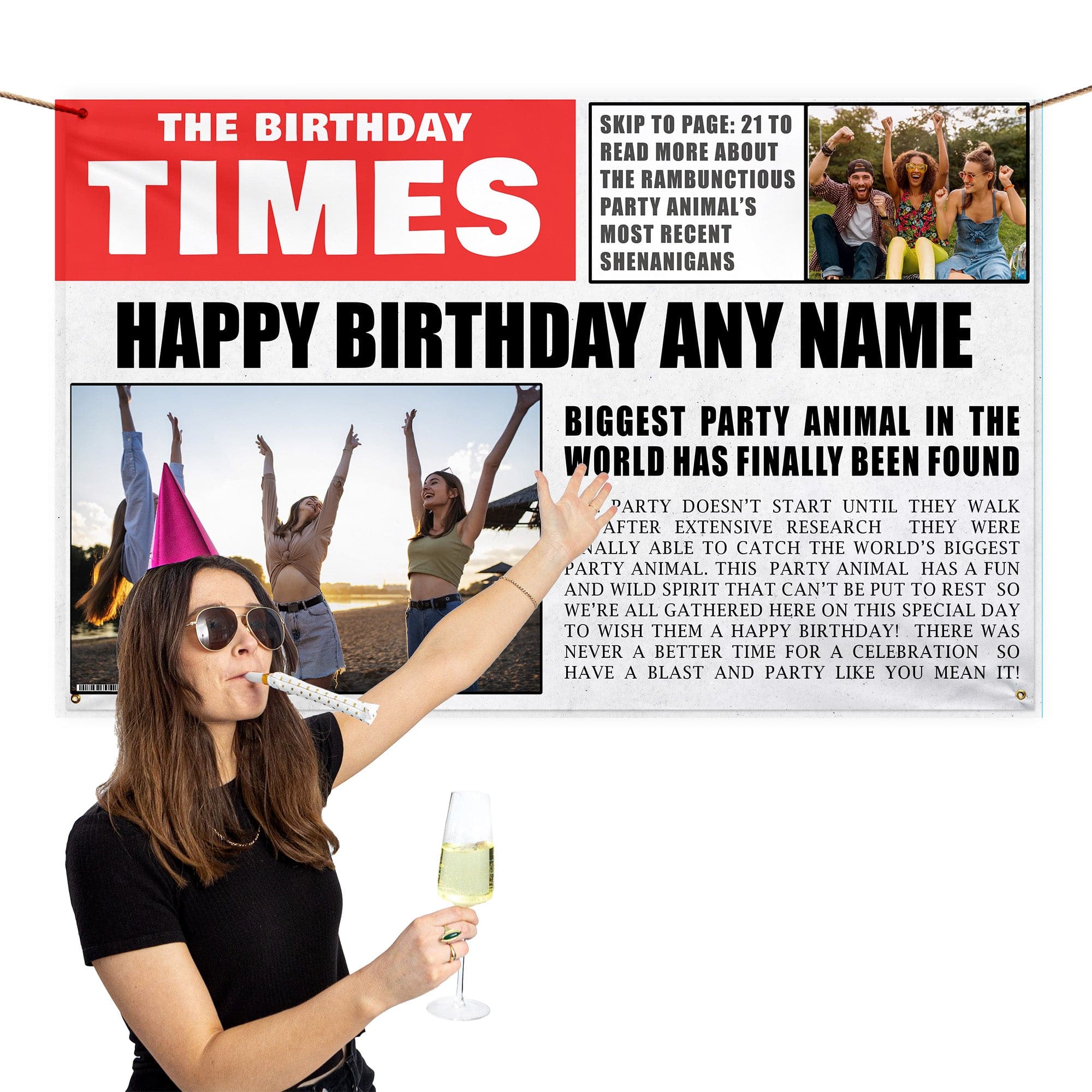 Fake News Birthday Banner - With Text - Personalised 5ft x 3ft Fabric ...