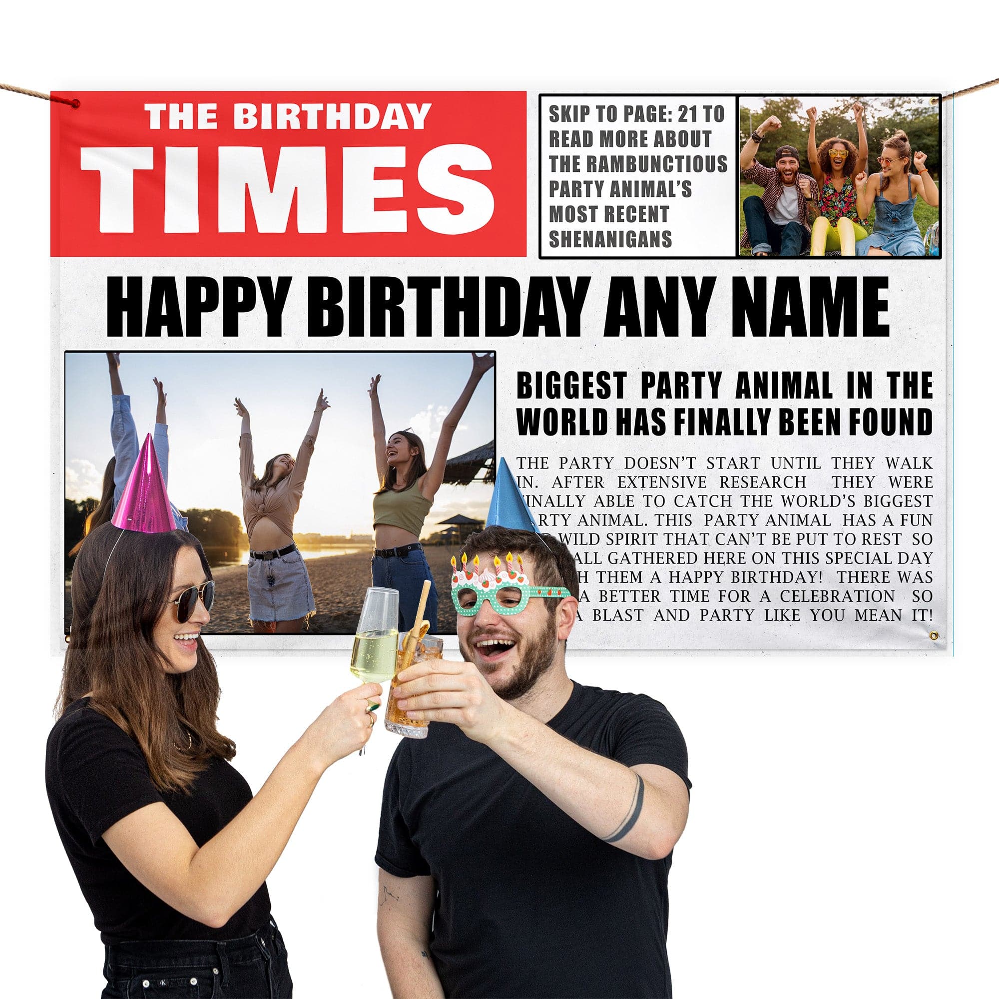 Fake News Birthday Banner - With Text - Personalised 5ft x 3ft Fabric ...