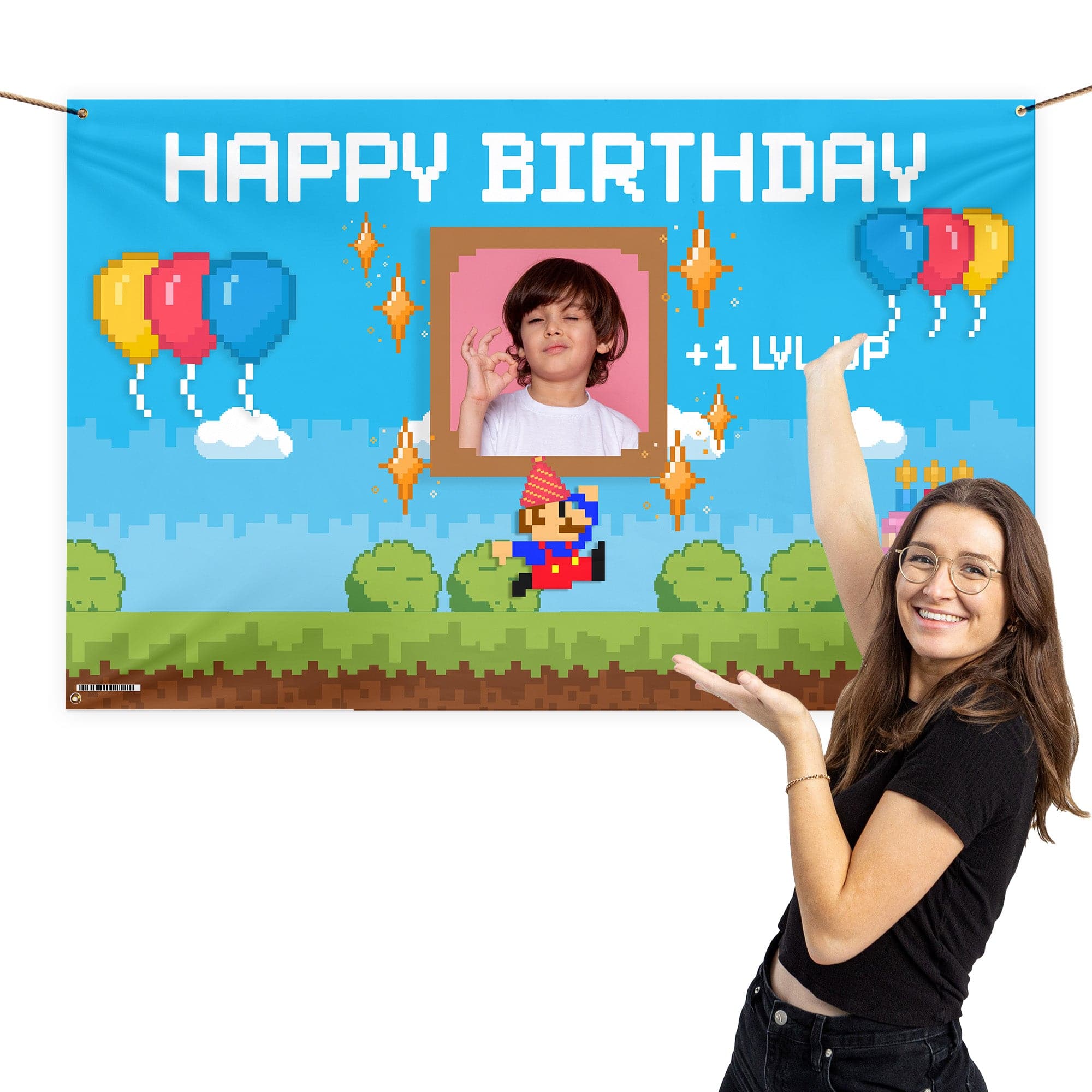 Video Game Birthday Banner - Personalised 5ft x 3ft Fabric Banner ...