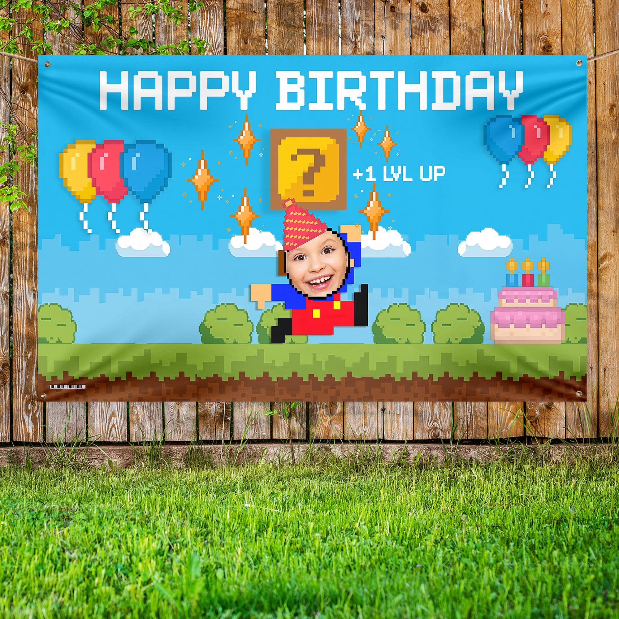 Video Game Character Birthday Banner - Personalised 5ft x 3ft Fabric B ...