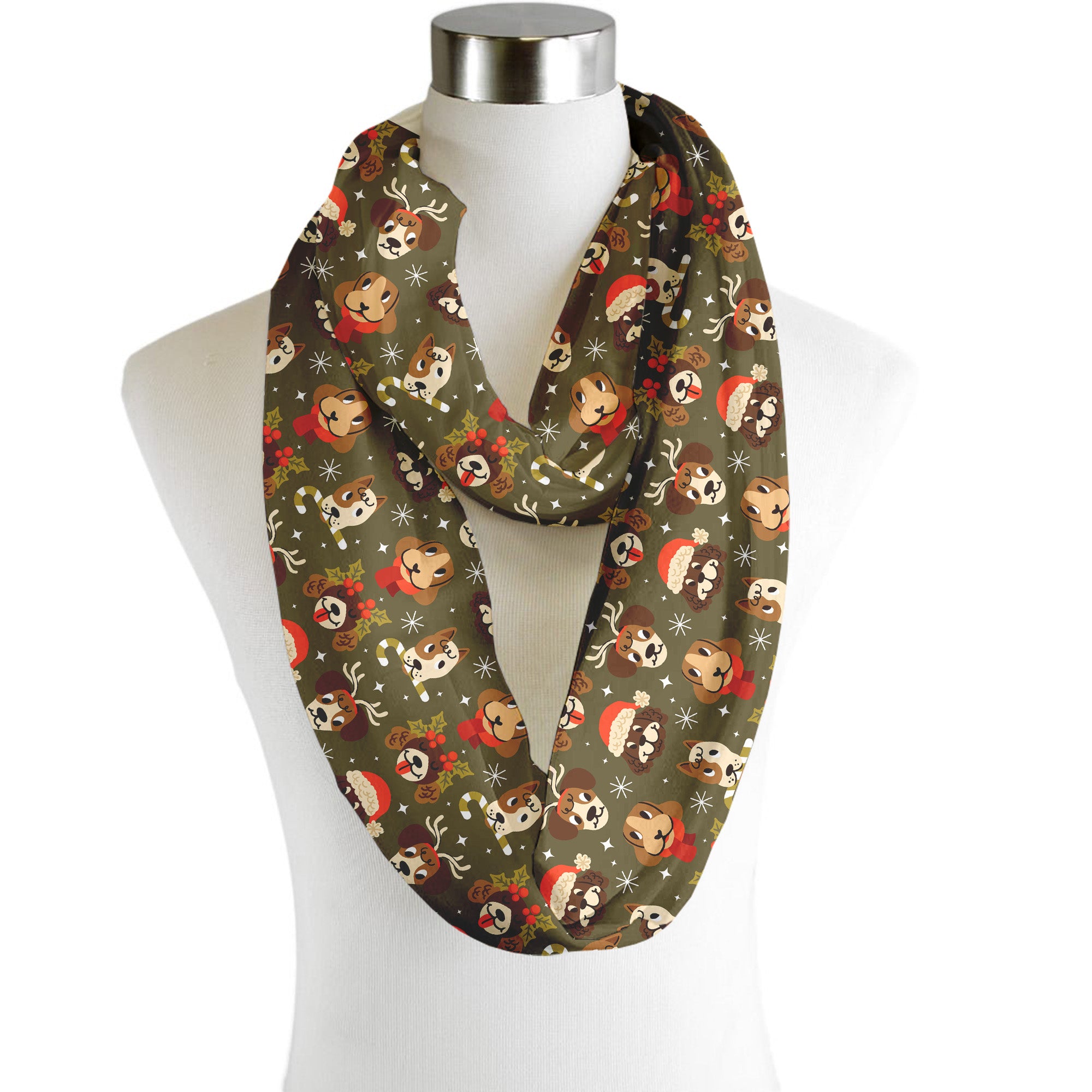 Christmas Dogs - Scarf - Infinity - Chiffon – https://britishmade.gifts/