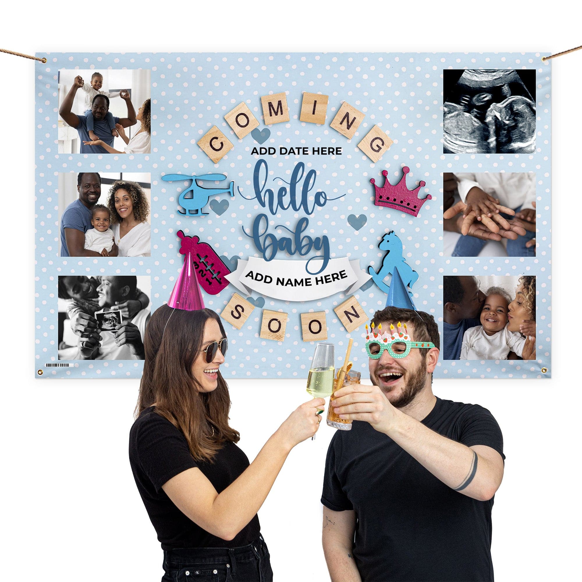 Blue Coming Soon - Baby Photo Banner - Edit Text - 5FT X 3FT – https ...