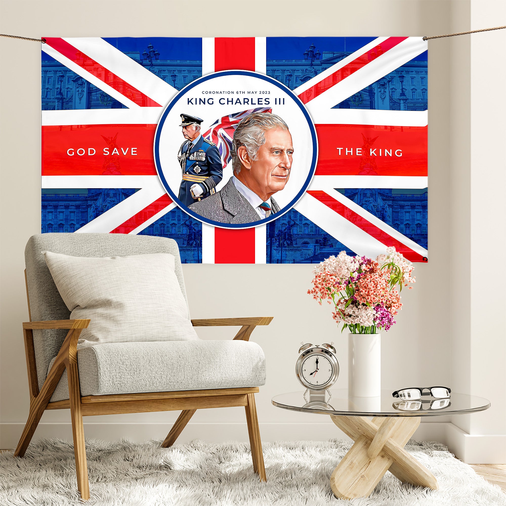 King Charles Coronation - Buckingham Palace Backdrop - 5ft x 3ft Fabri ...