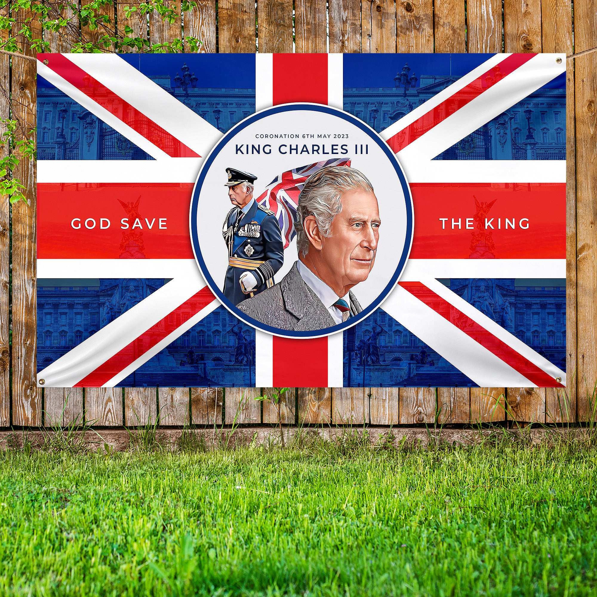 King Charles Coronation - Buckingham Palace Backdrop - 5ft x 3ft Fabri ...