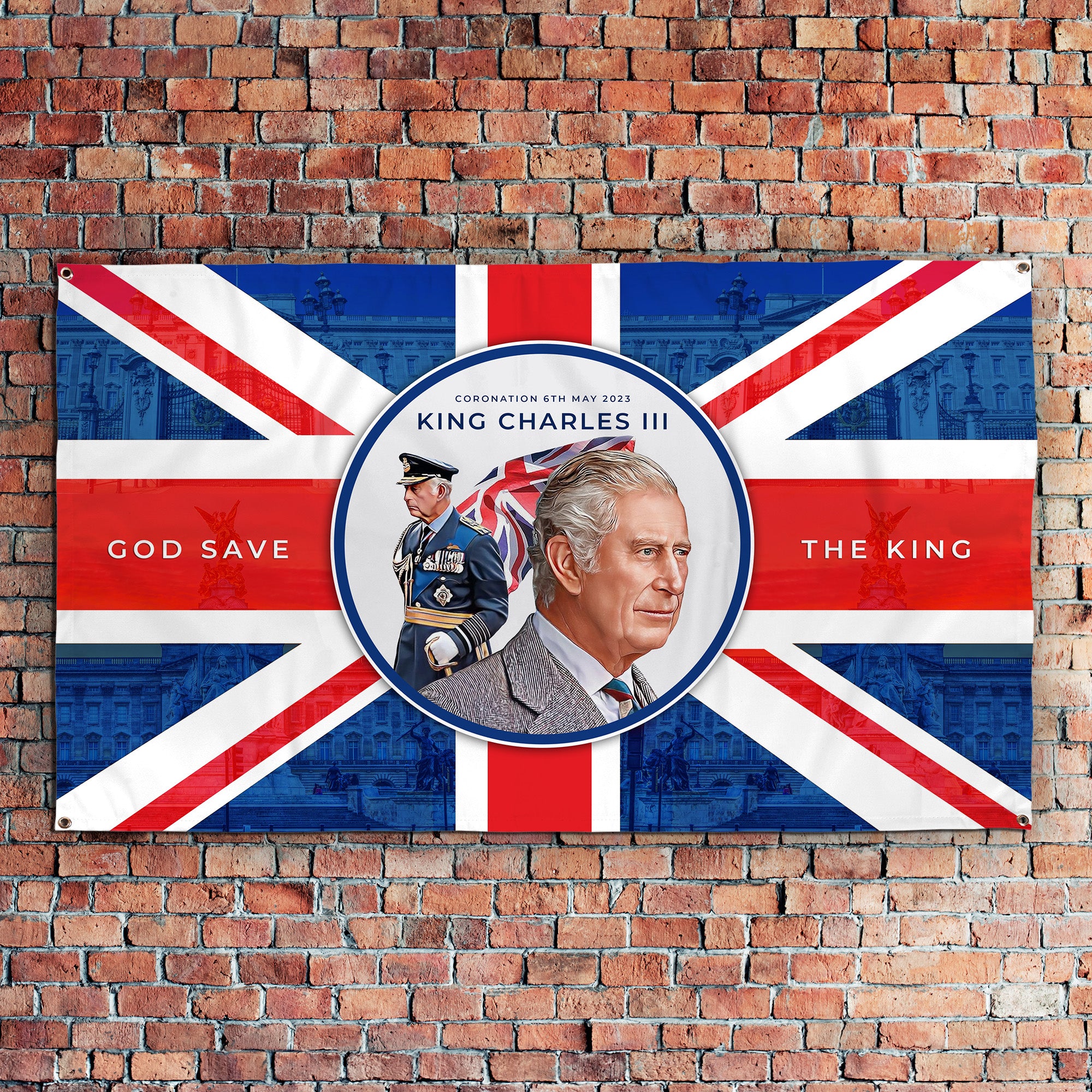 King Charles Coronation - Buckingham Palace Backdrop - 5ft x 3ft Fabri ...