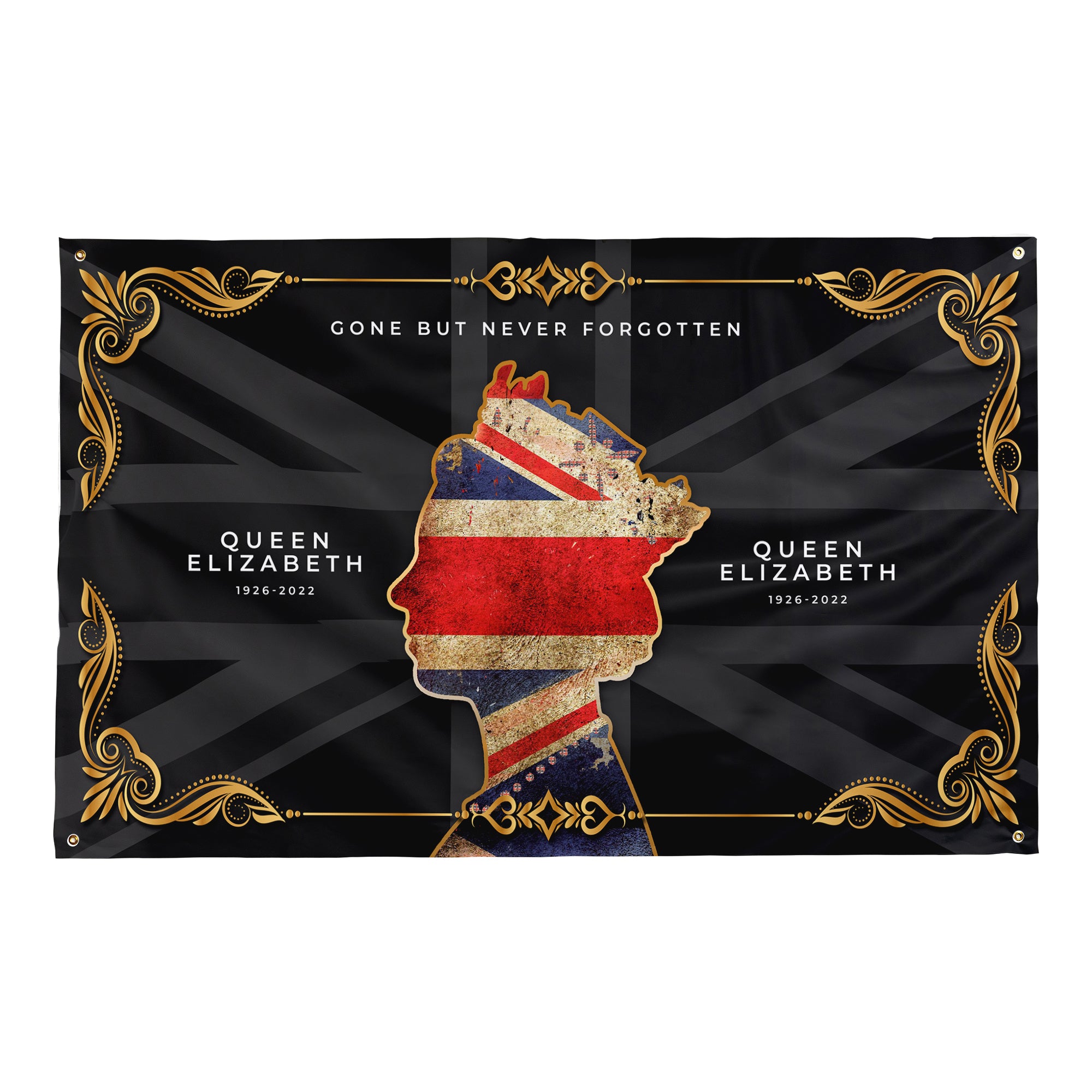 The Queen - B&W Flag - Banner - 5ft x 3ft – https://britishmade.gifts/