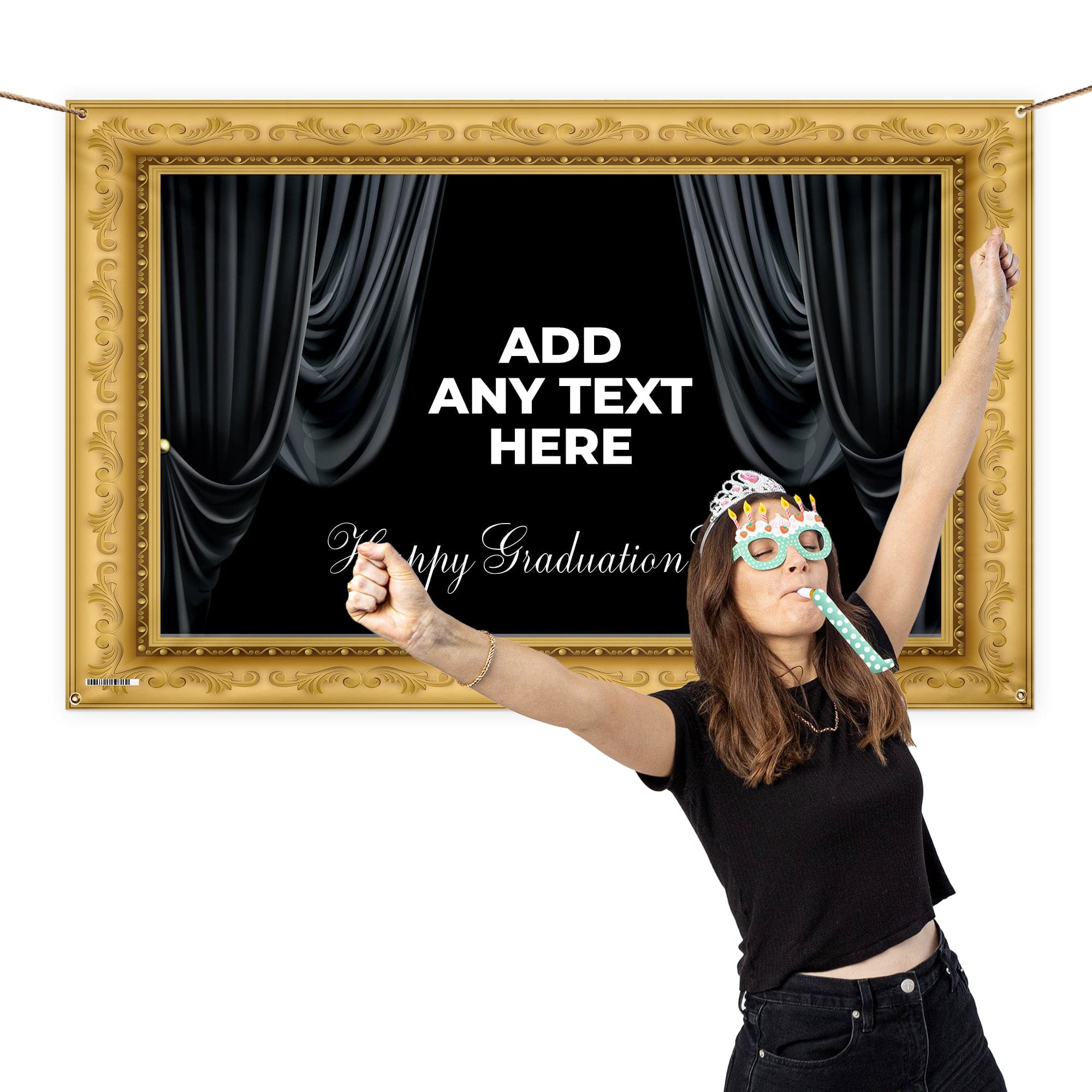 Personalised Text - Gold Framed Photobooth Banner - 5ft x 3ft – https ...