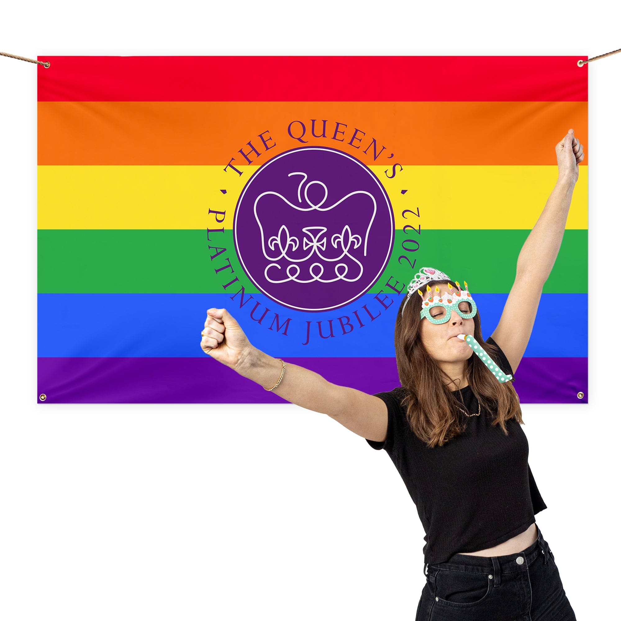 Platinum Jubilee - Rainbow Flag - 5ft x 3ft Banner – https ...