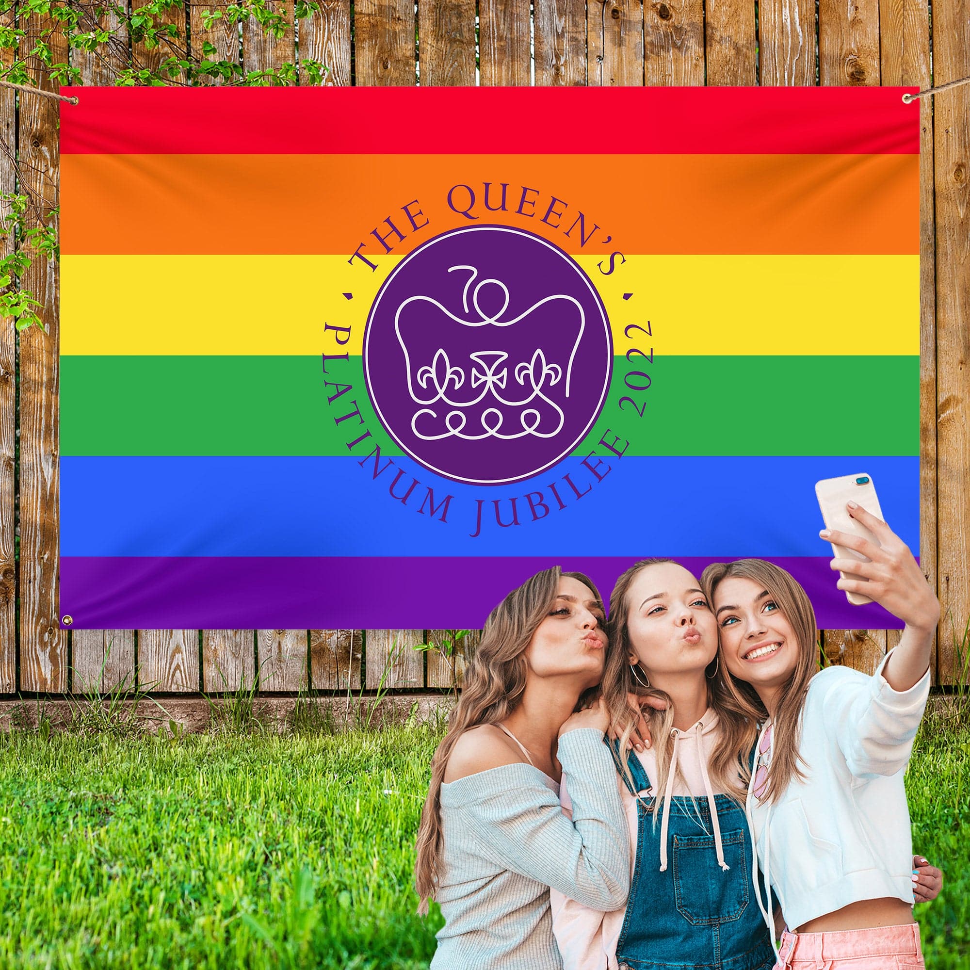 Platinum Jubilee - Rainbow Flag - 5ft x 3ft Banner – https ...