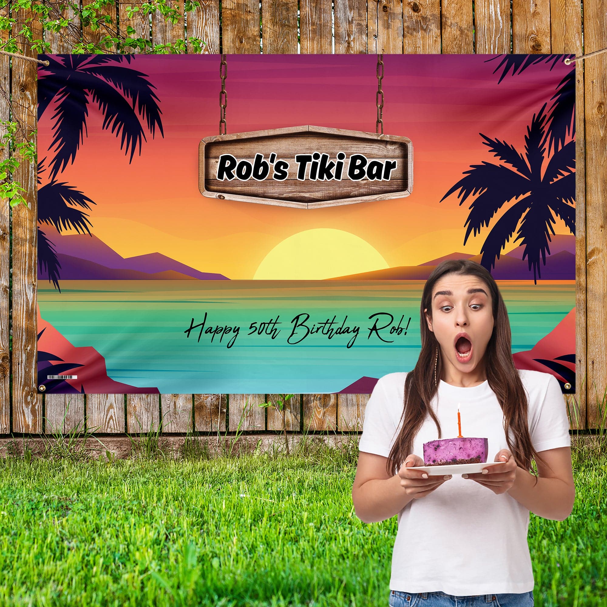 Personalised Text - Island Sunset Party Backdrop - 5ft x 3ft – https ...