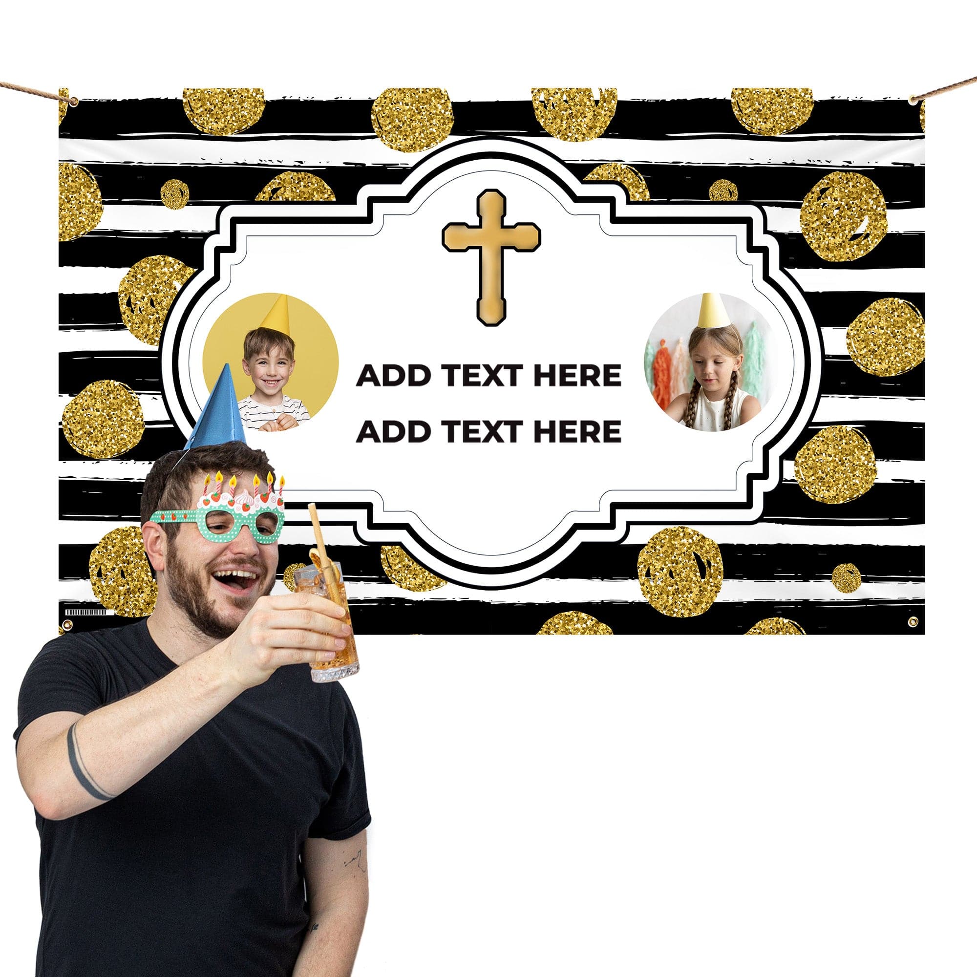 Black Stripe - Cross Photo Banner - Edit text - 5FT X 3FT – https ...