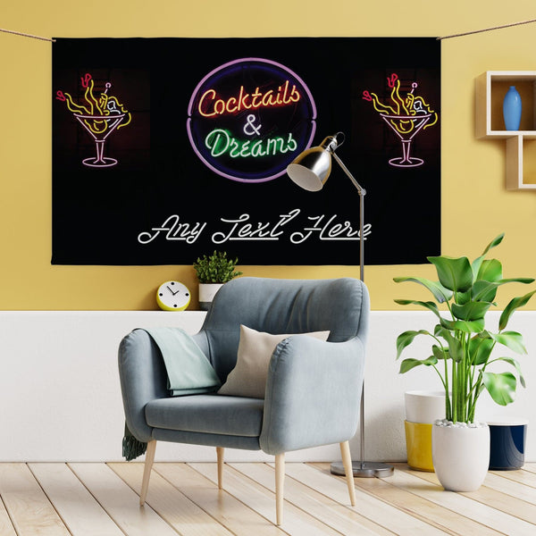 Cocktails and Dreams Bar, Pub Banner - 5ft x 3ft | Home Bar
