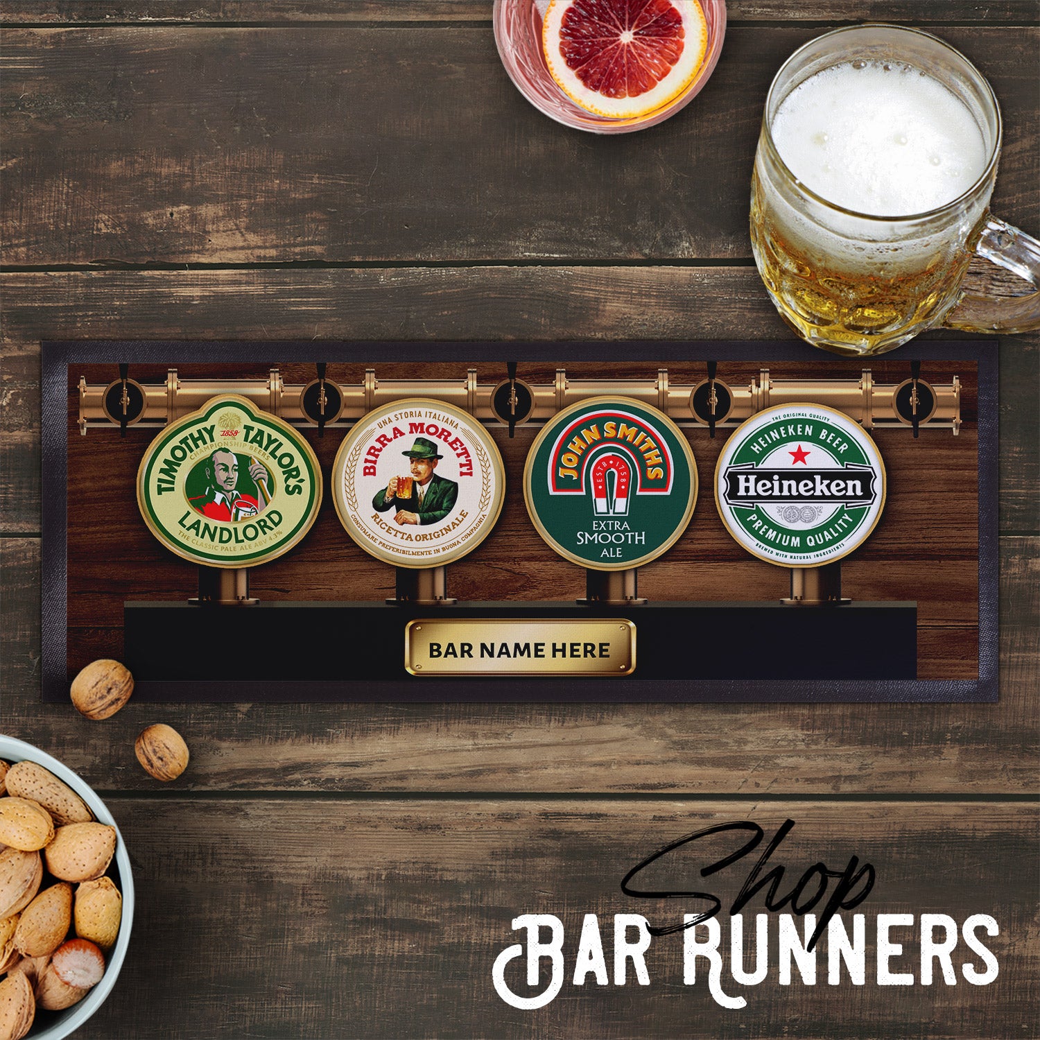 Pub Inspired - Beer Pumps - Personalised Text Bar Runner – https ...