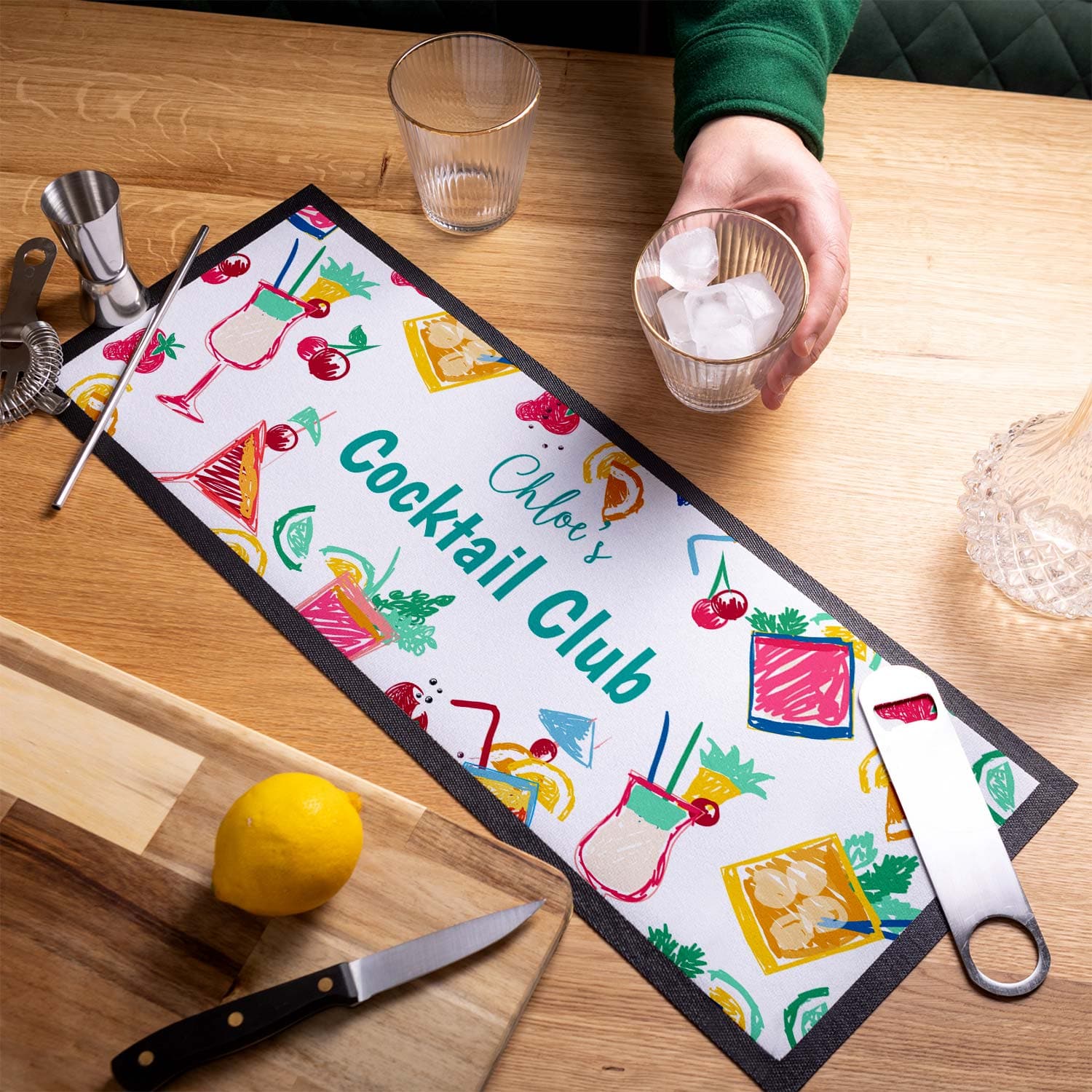 Personalised Bar Runner - Cocktail Bar White – https://britishmade.gifts/