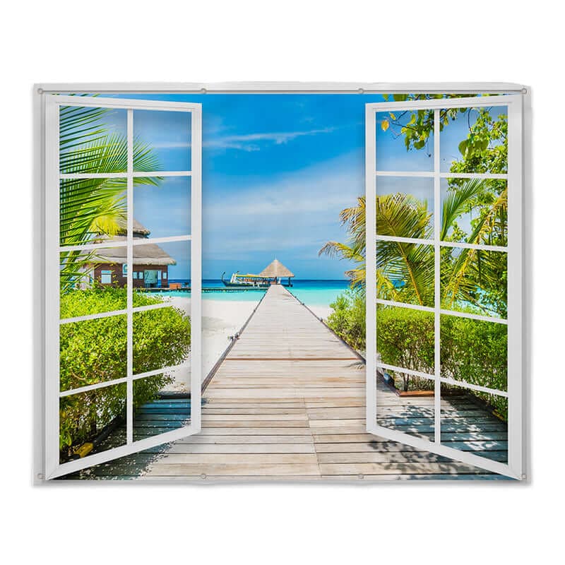 Beach Doors - Landscape Garden Banner - 79" x 61" – https://britishmade ...