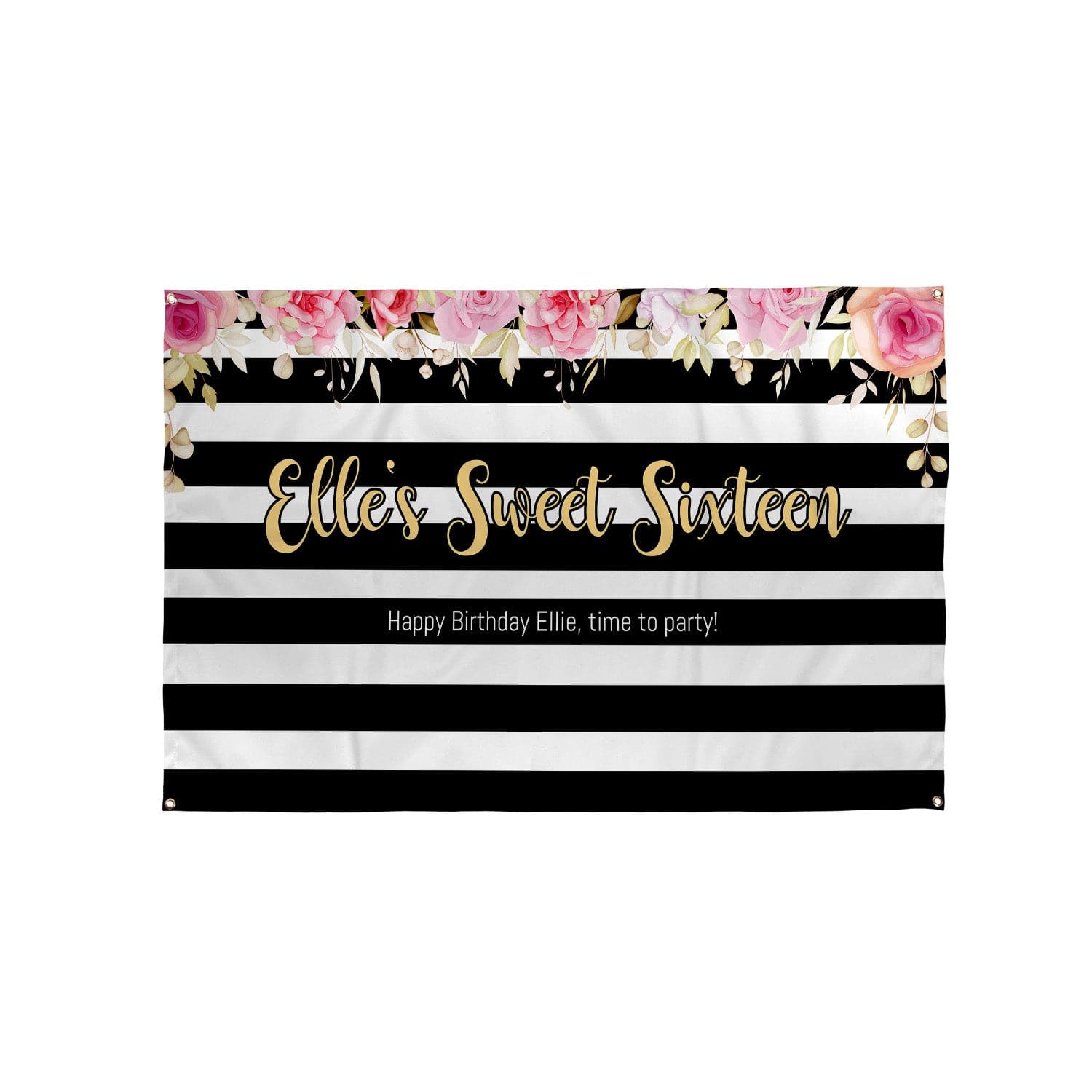 Personalised Text - Floral Stripe Banner - 5ft x 3ft – https ...