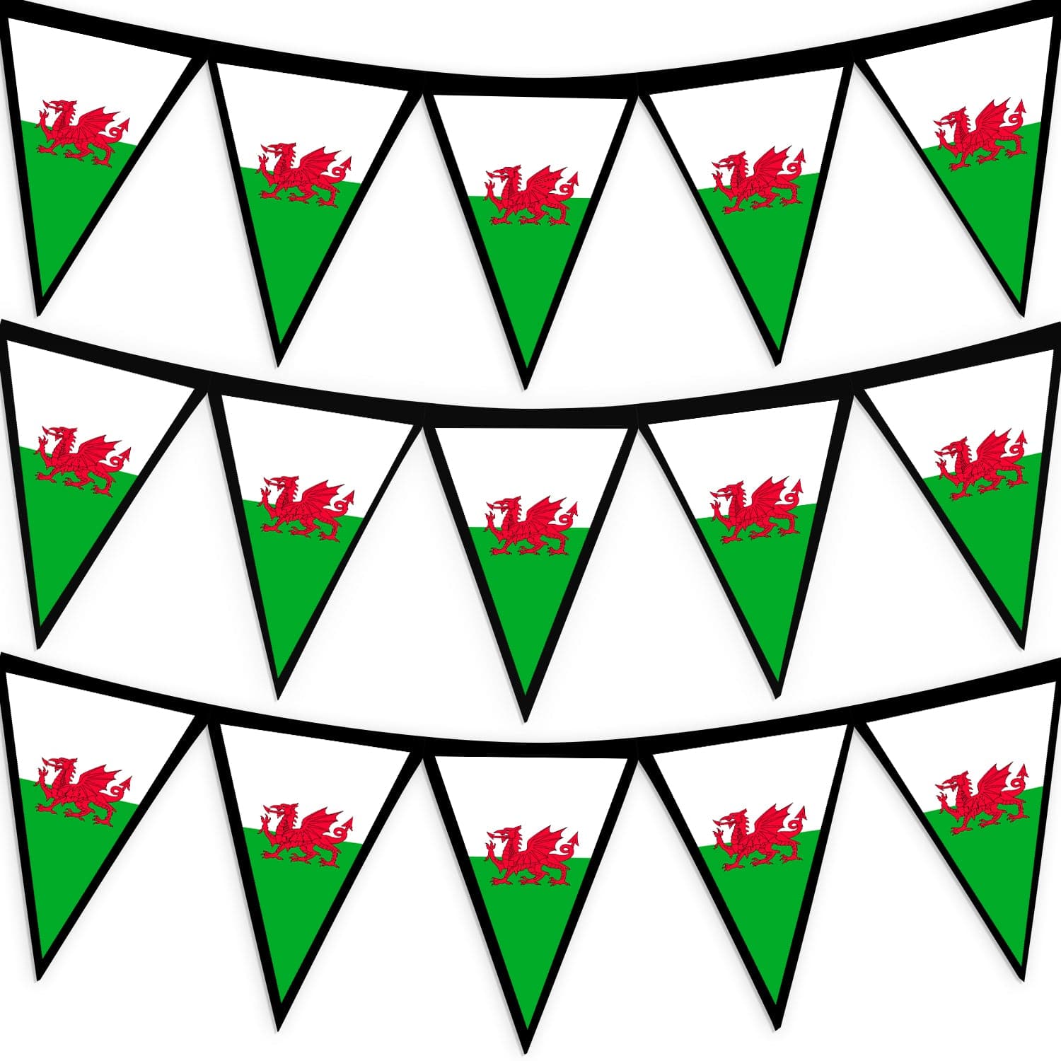 Personalised Welsh Flag - 3m Fabric Bunting With 15 Individual Triangl ...