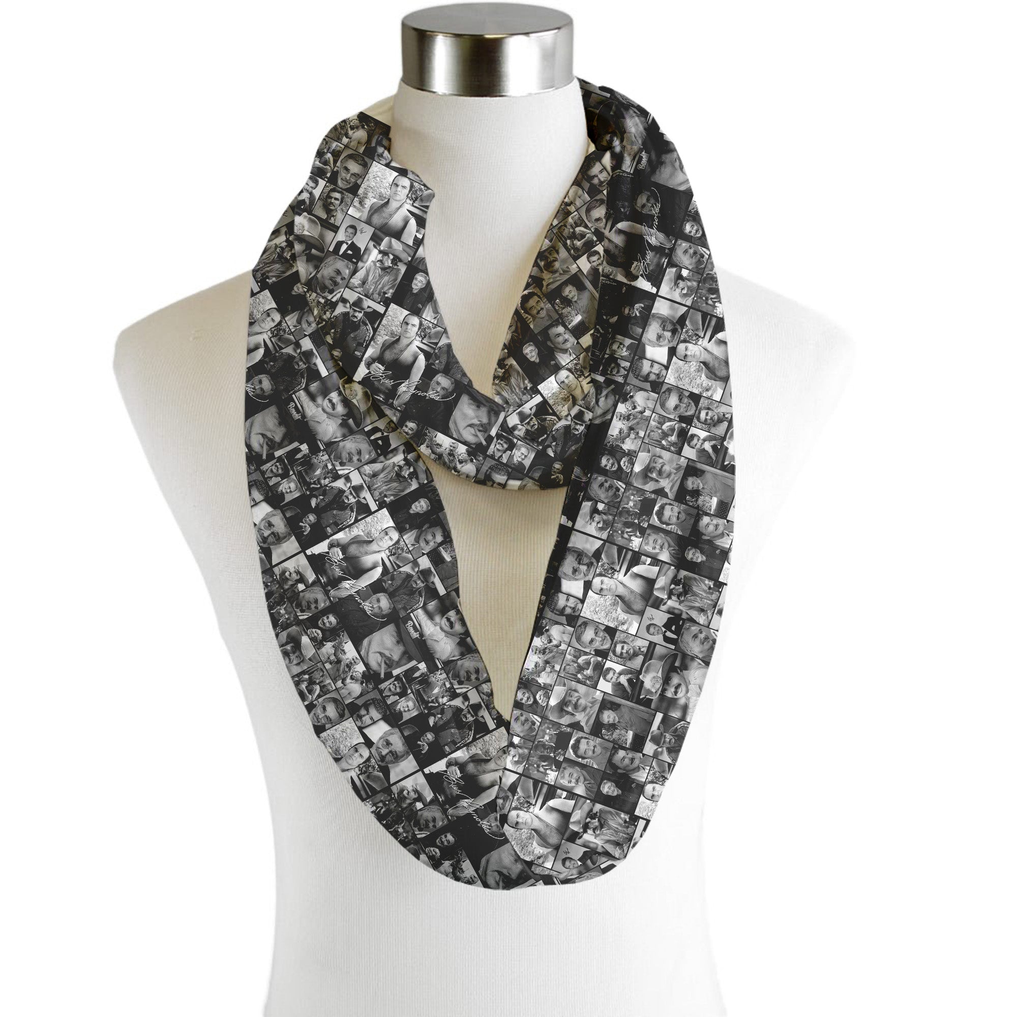 Burt Reynolds Black and White Montage - Scarf - Infinity - Chiffon ...