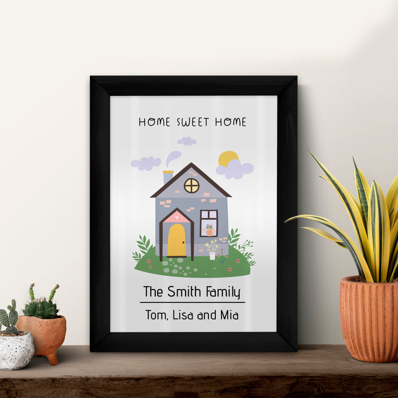 Personalised Home Sweet Home - A4 Metal Sign Plaque - Frame Options Av