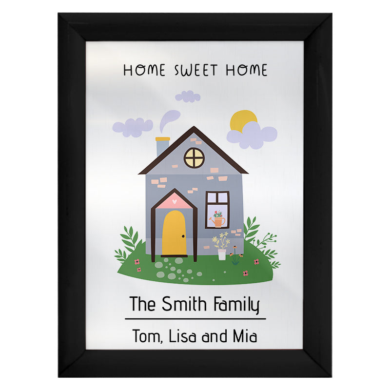 Personalised Home Sweet Home - A4 Metal Sign Plaque - Frame Options Av
