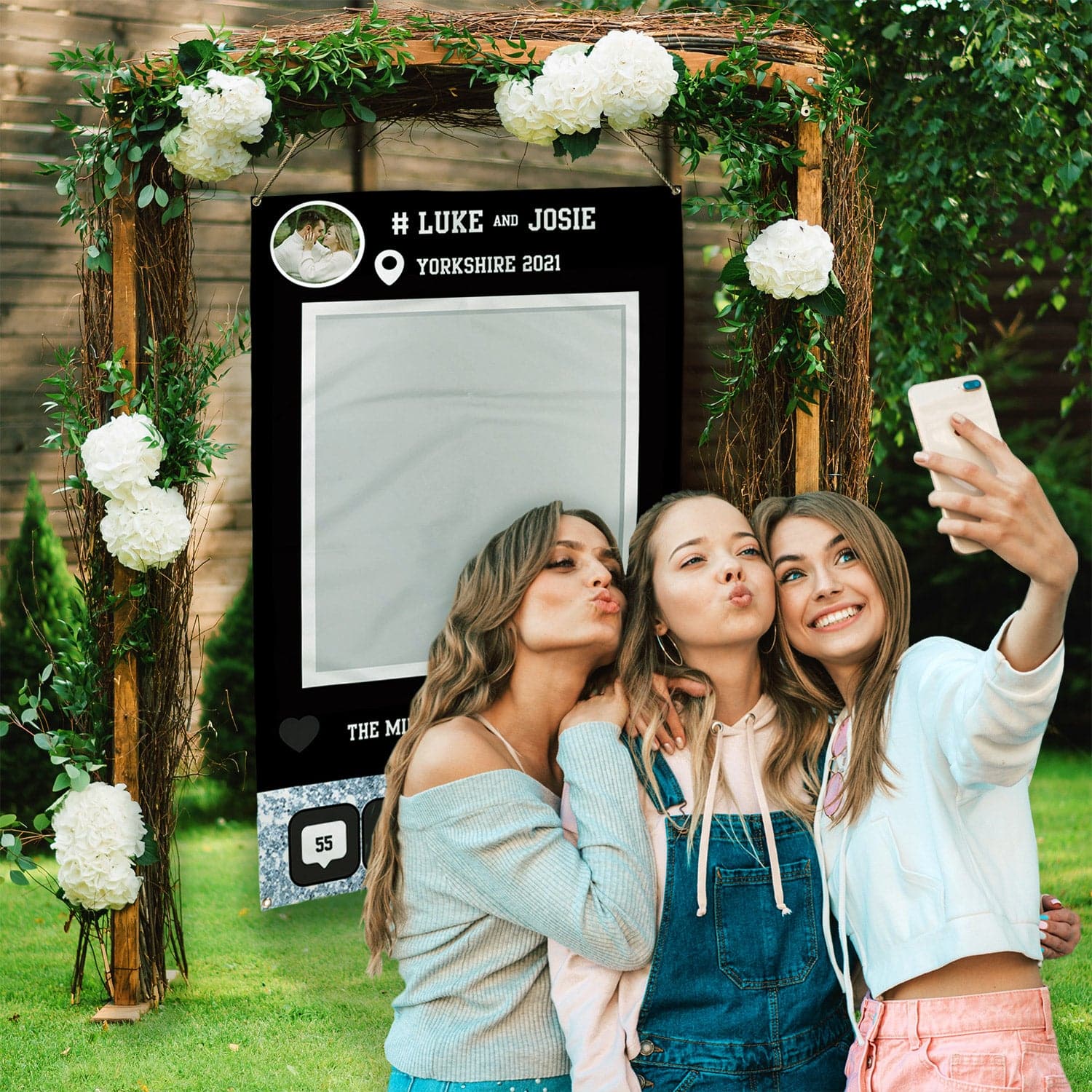 Personalised Text - Social Media Photo Frame Party Backdrop - 5ft x 3f ...