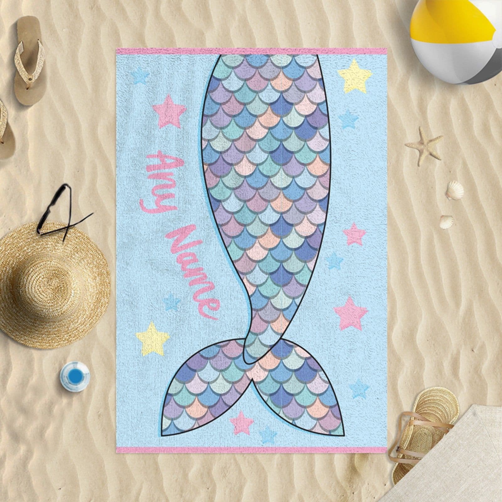 Personalised Lightweight, Microfibre Large Beach Towel - Mermaid Tail ...