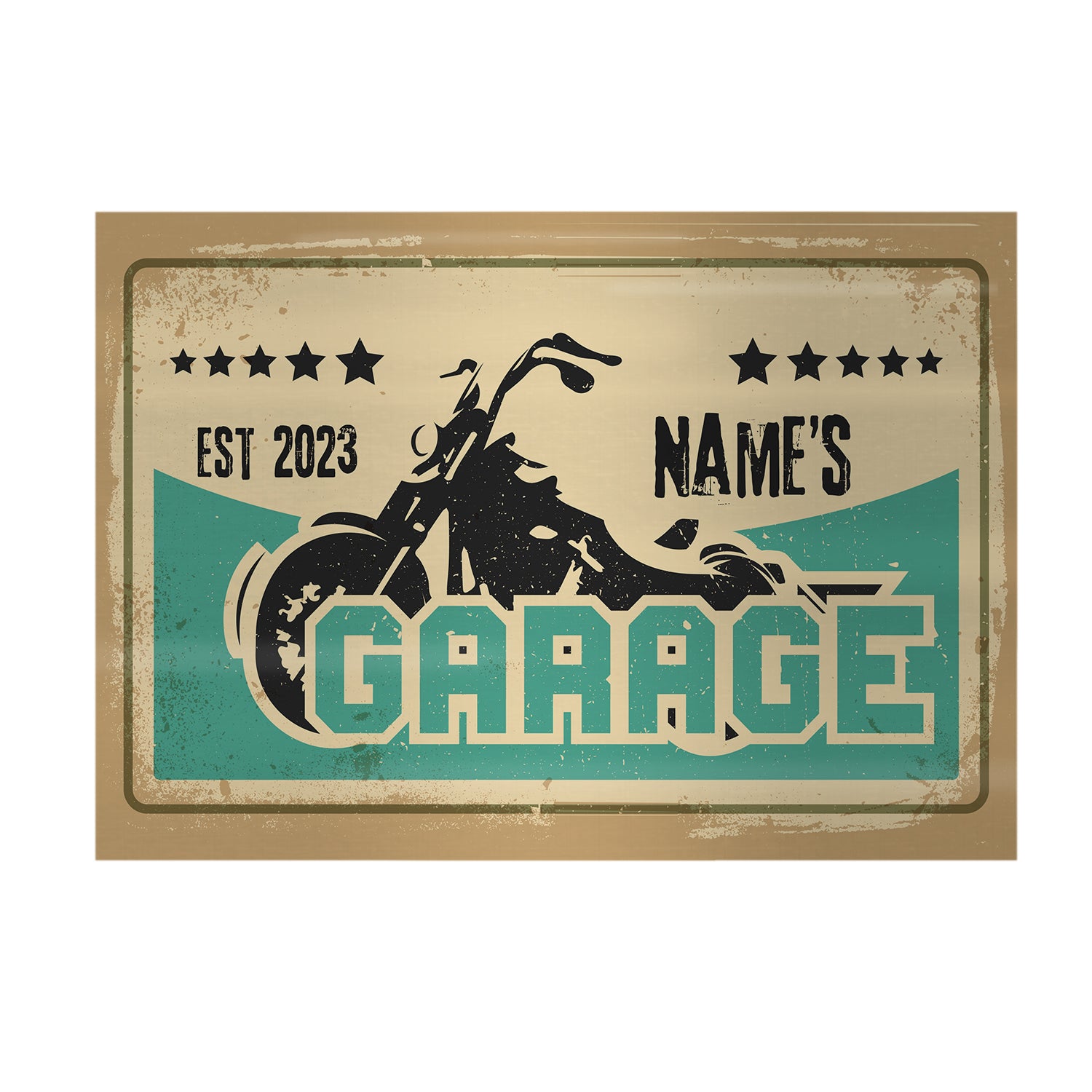 Personalised Biker Garage - A4 Metal Sign Plaque - Frame Options Avail ...