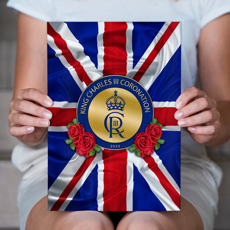 King Charles Coronation - Roses - A4 Metal Sign Plaque - Frame Options