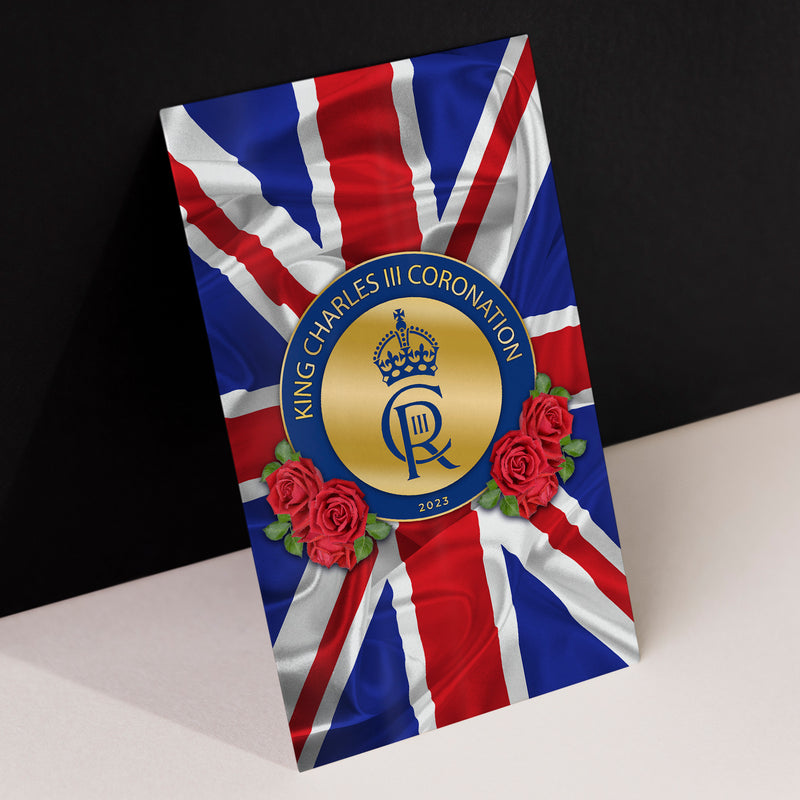 King Charles Coronation - Roses - A4 Metal Sign Plaque - Frame Options
