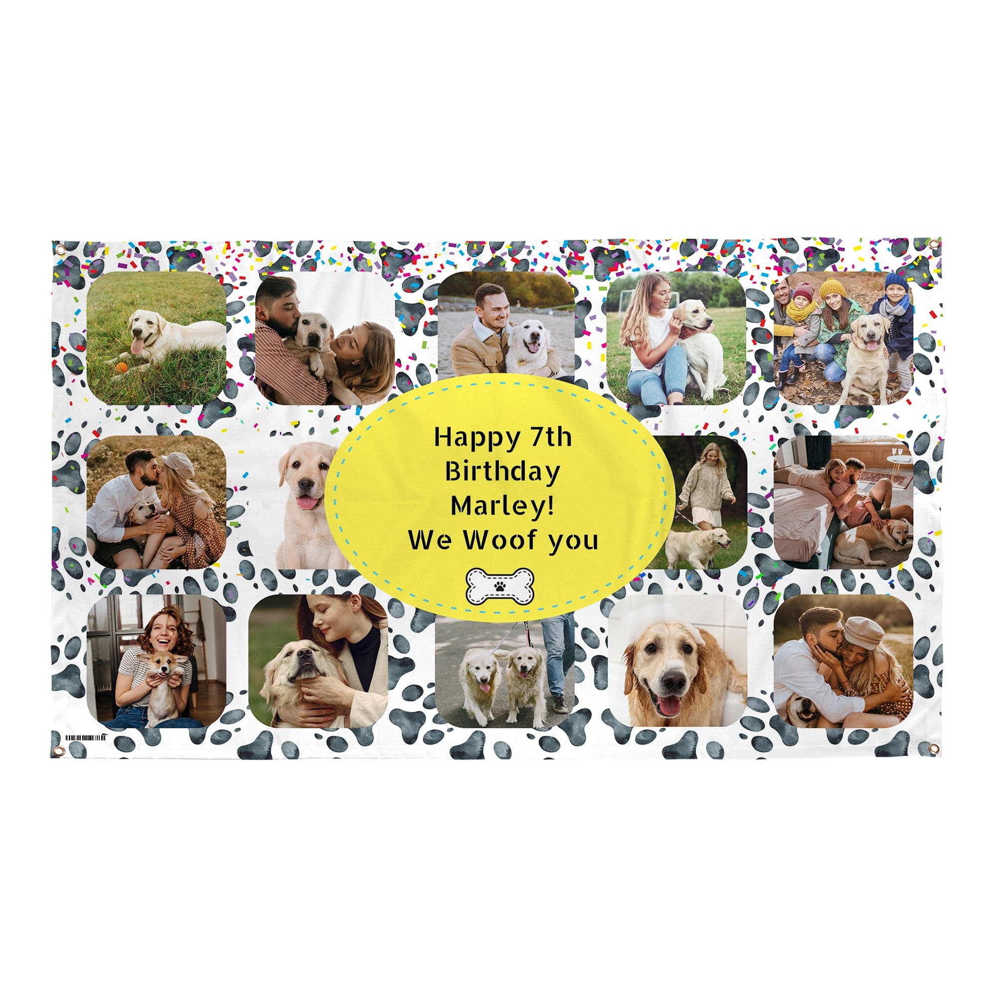 Paw Print Photo Banner 5ft x 3ft - Dog Picture Birthday Banner – https ...