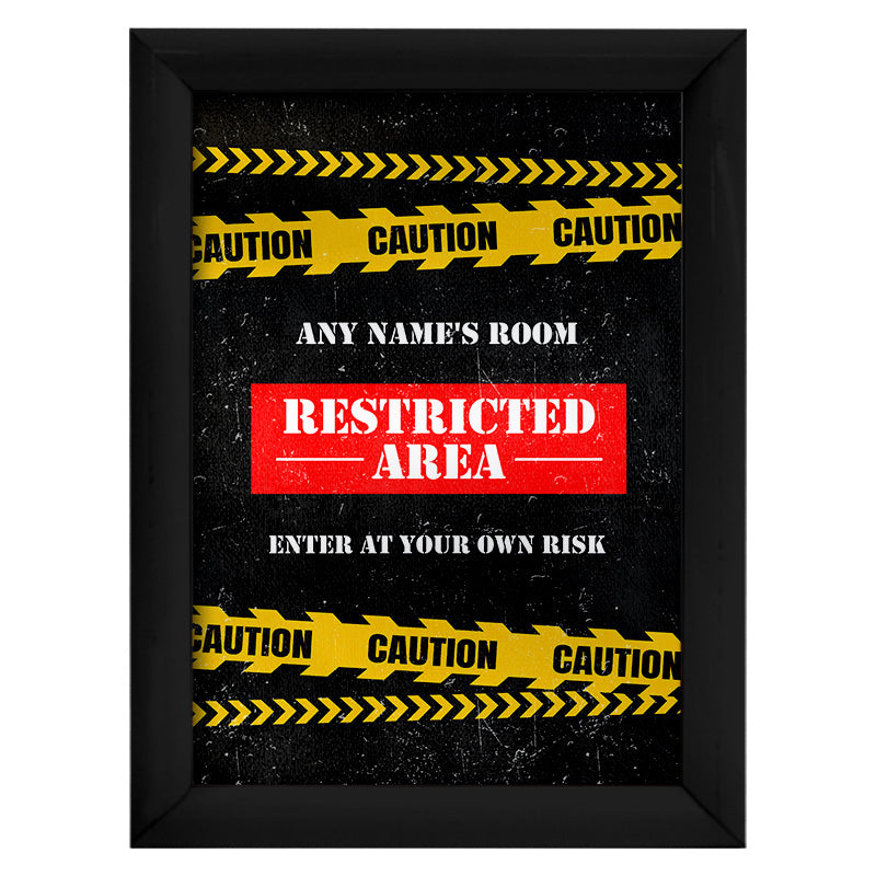 Personalised Restricted Area - A4 Metal Sign Plaque - Frame Options Av