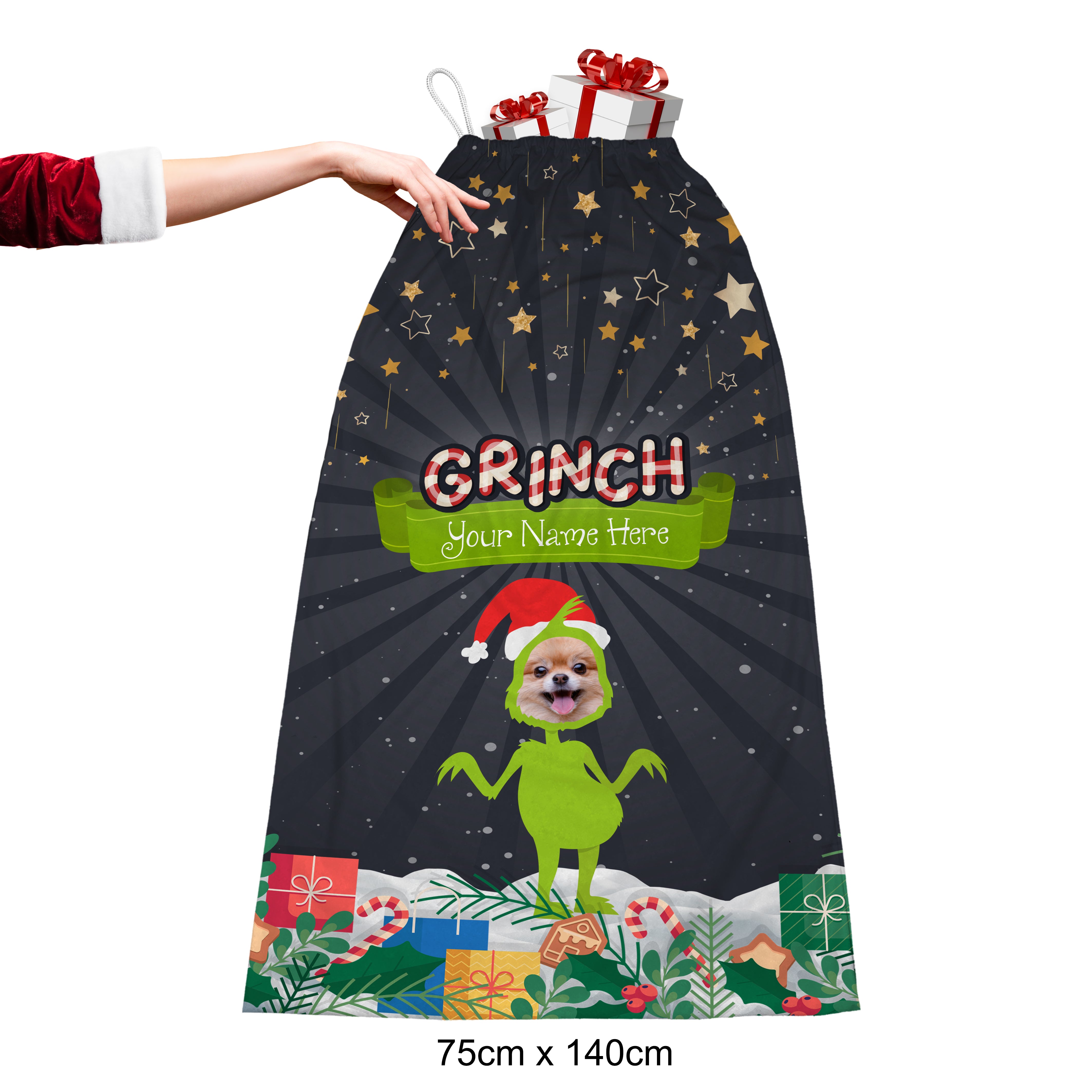 Personalised Grinch - Giant Santa Sack – https://britishmade.gifts/