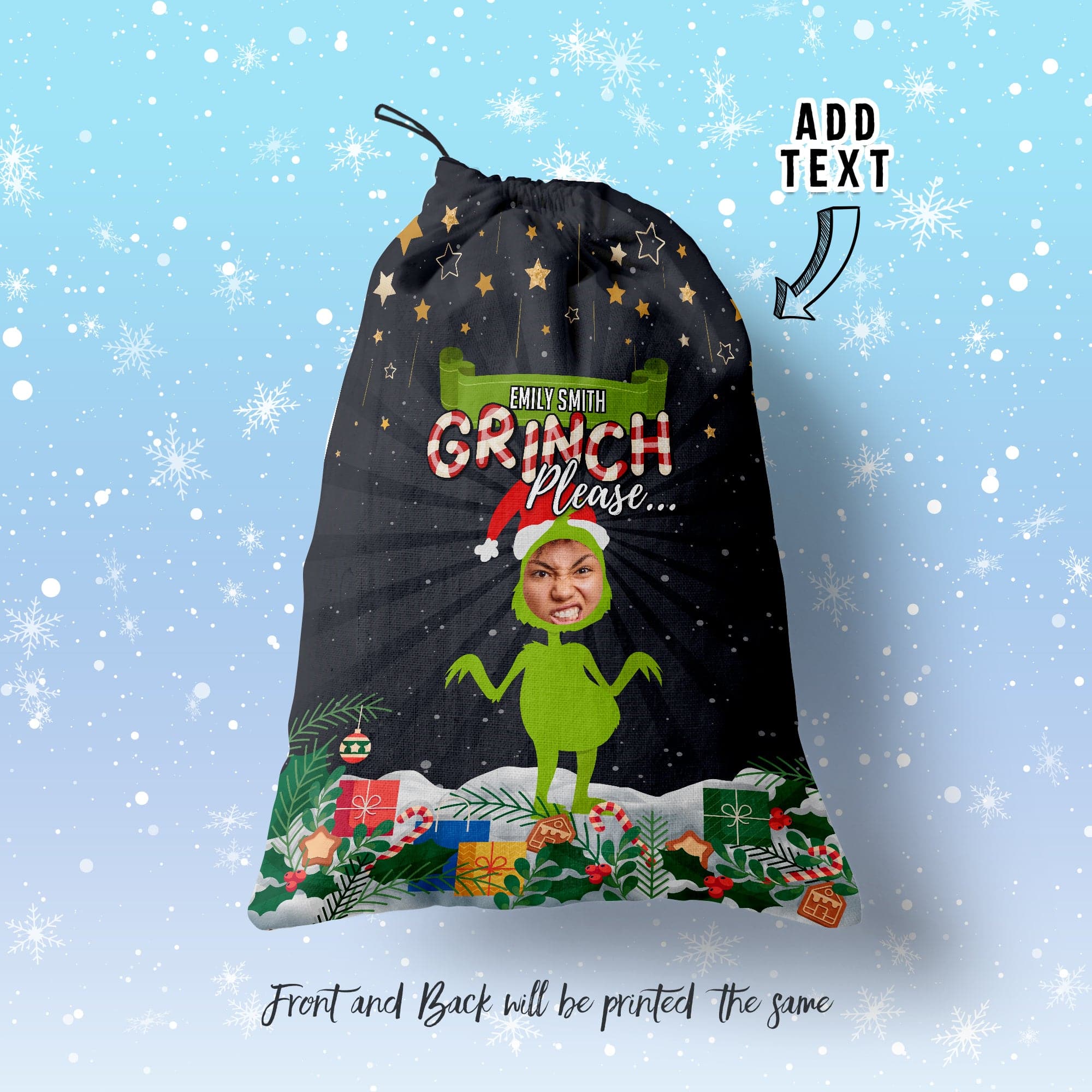 Personalised - Grinch Please - Santa Sack – https://britishmade.gifts/