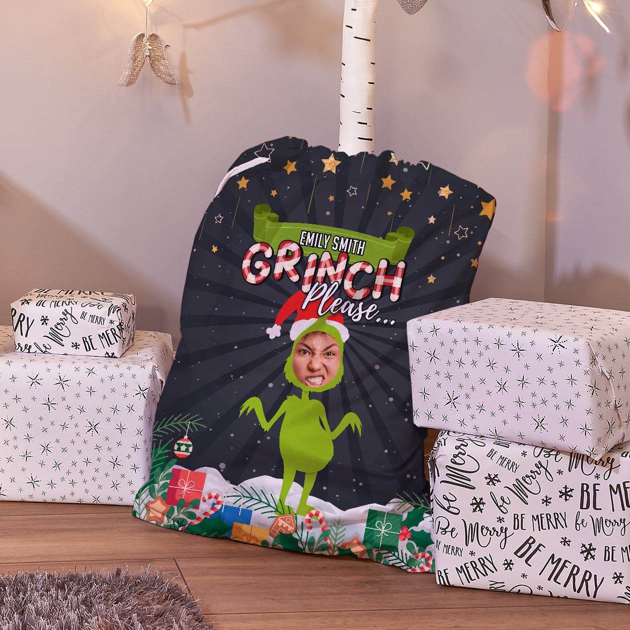Personalised - Grinch Please - Santa Sack – https://britishmade.gifts/