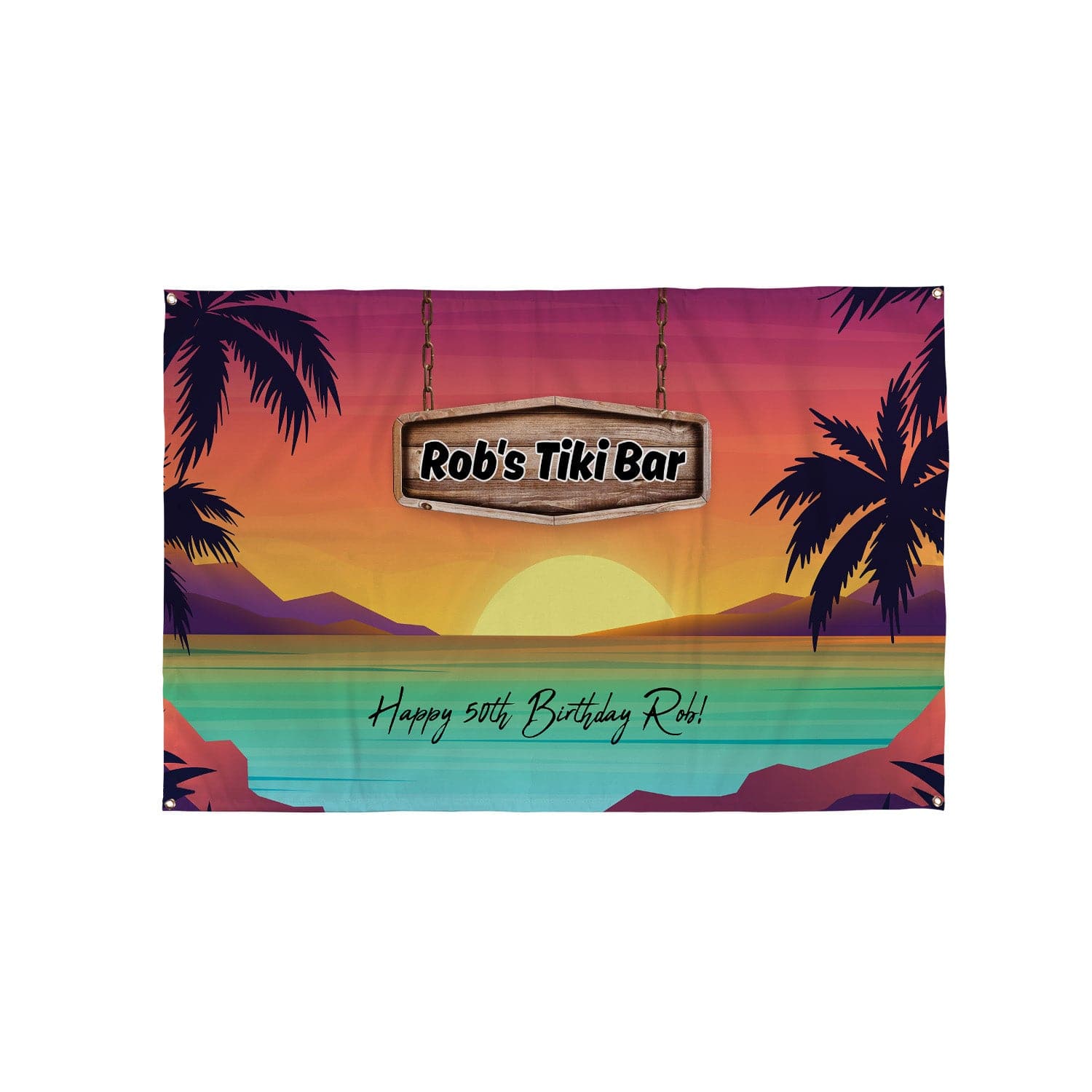 Personalised Text - Island Sunset Party Backdrop - 5ft x 3ft – https ...