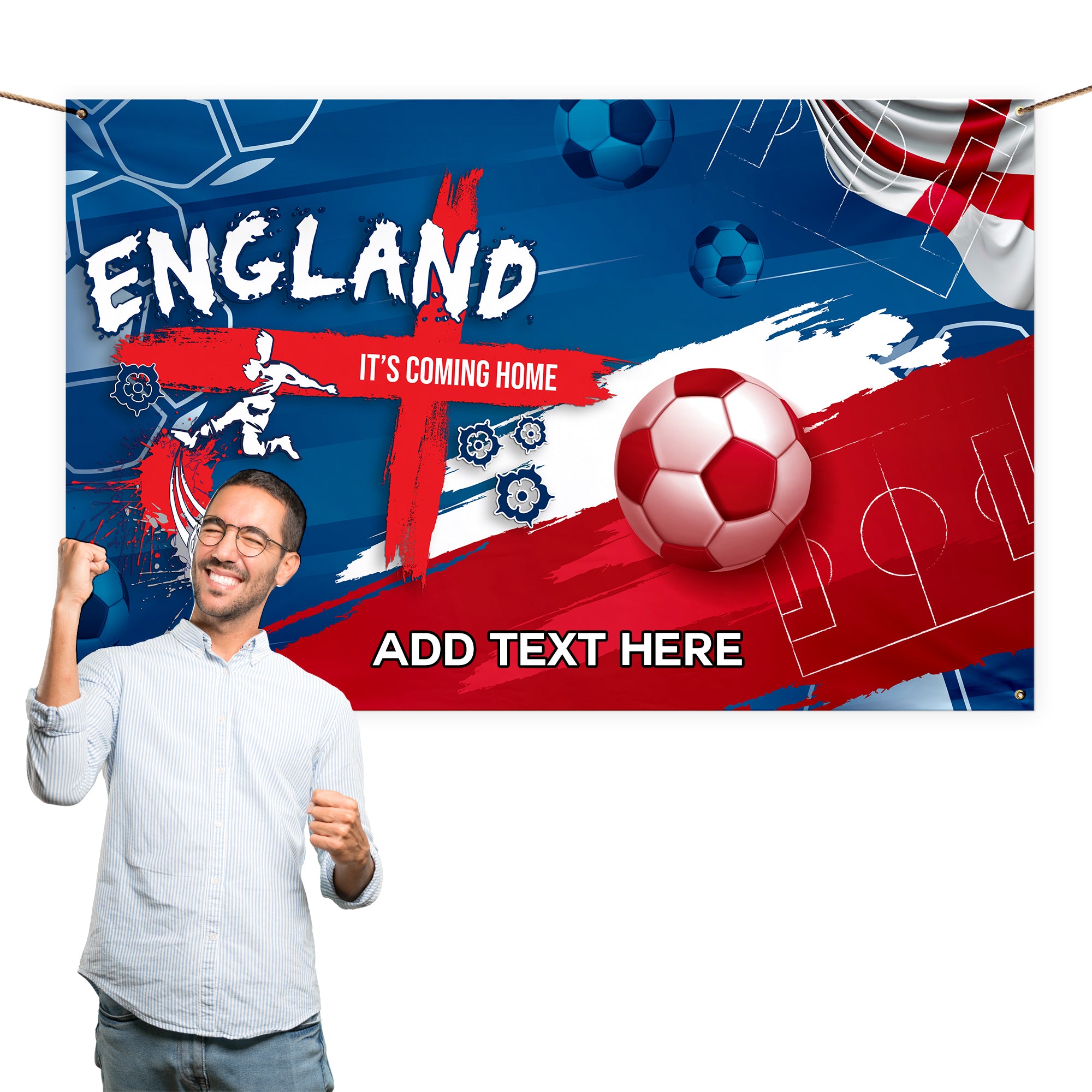 England Abstract Art - Euro's - Personalised 5ft x 3ft Fabric Banner ...