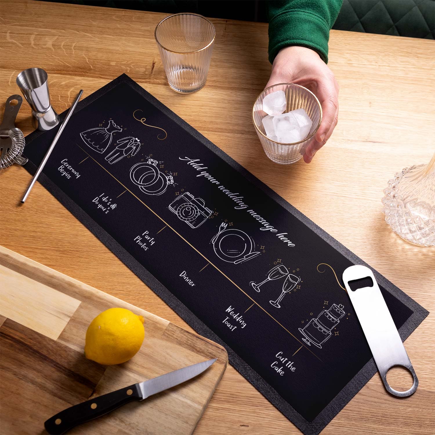 Personalised Bar Runner - Wedding Timeline- Black – https://britishmade ...